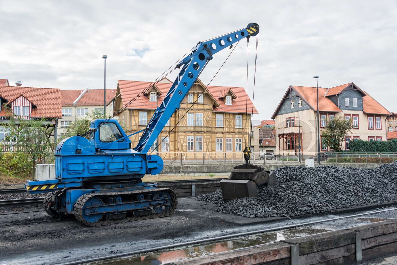 old crane with bucket to load coal | Stock image | Colourbox