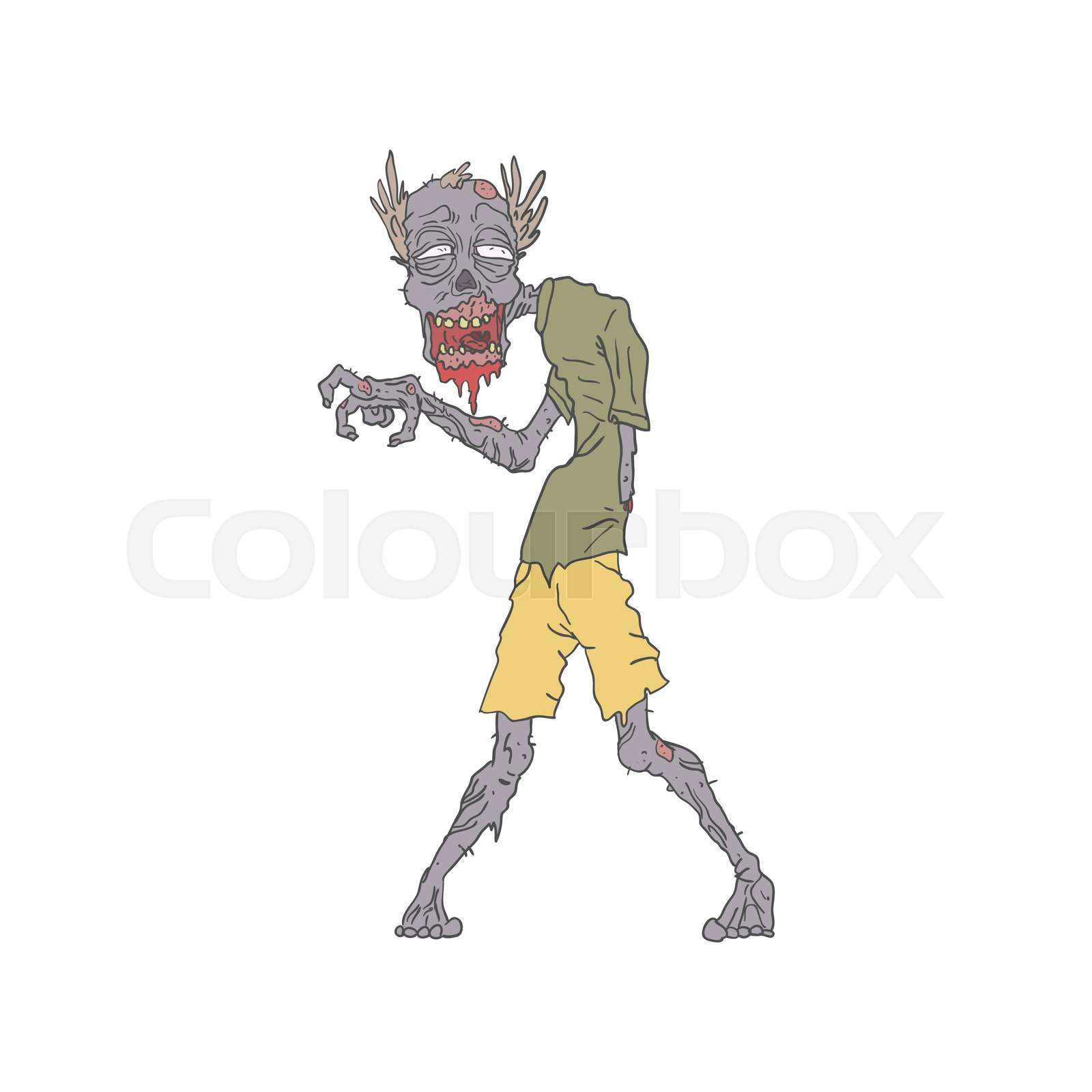 One Arm Creepy Zombie Outlined Drawing | Stock vector | Colourbox