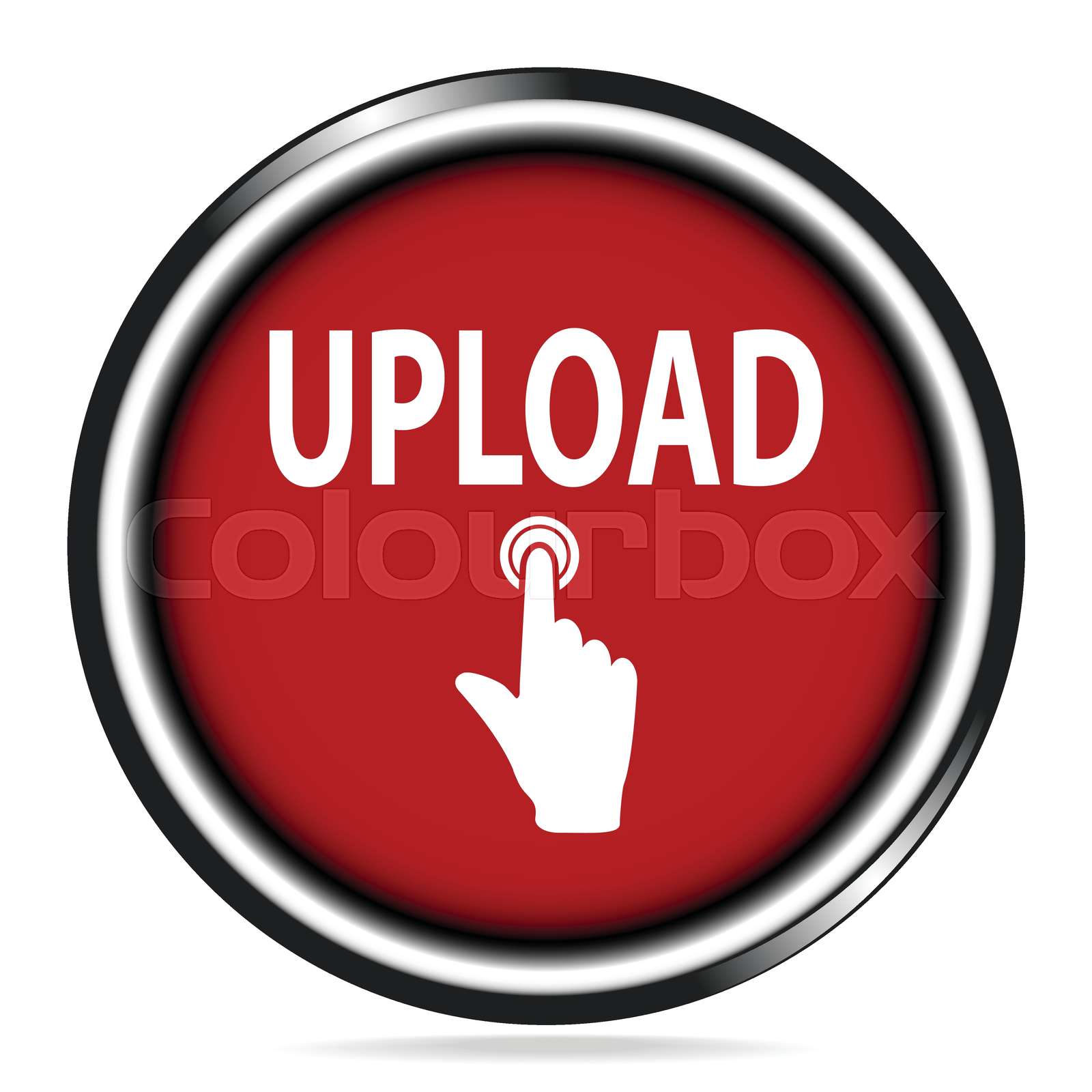 Upload icon, hand and upload text button | Stock vector | Colourbox