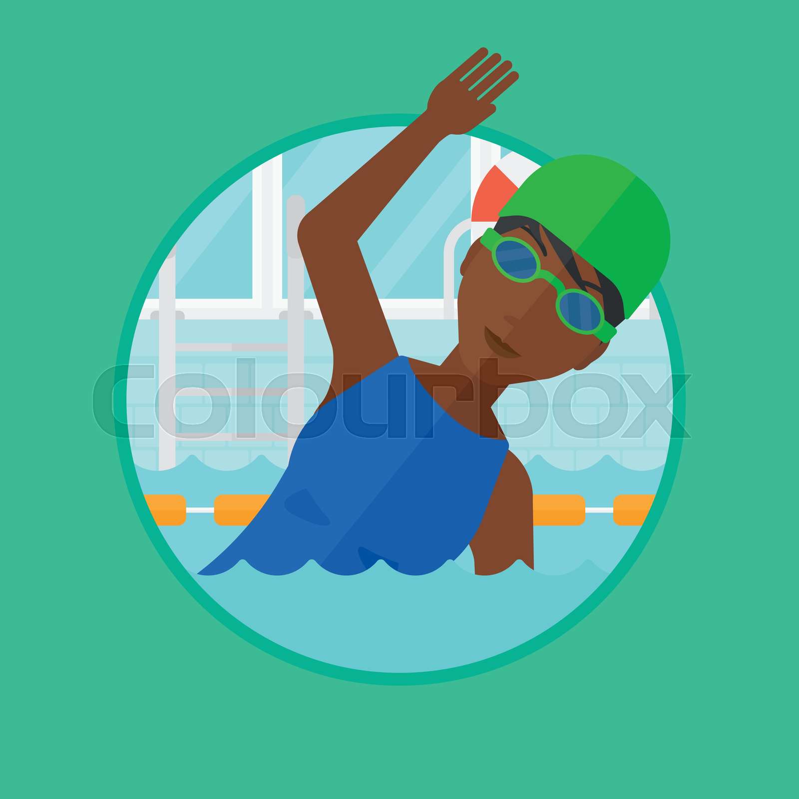Man swimming in pool vector illustration. | Stock vector | Colourbox