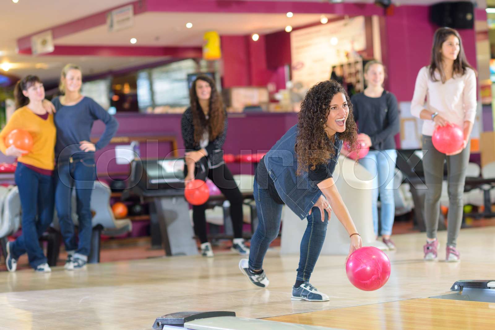 Girlfriends ten pin bowling | Stock image | Colourbox