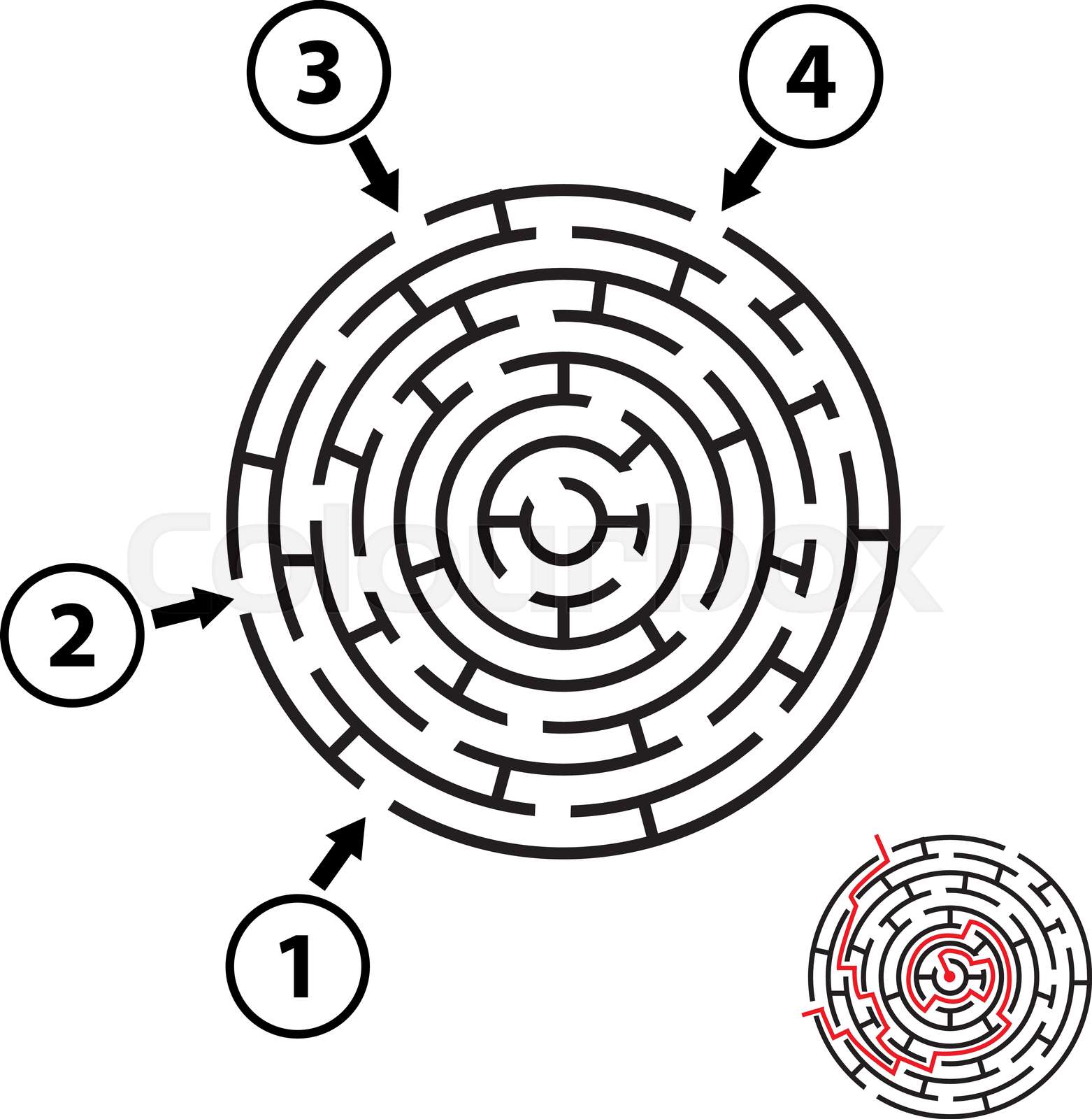 Vector round maze / labyrinth. Isolated | Stock vector | Colourbox
