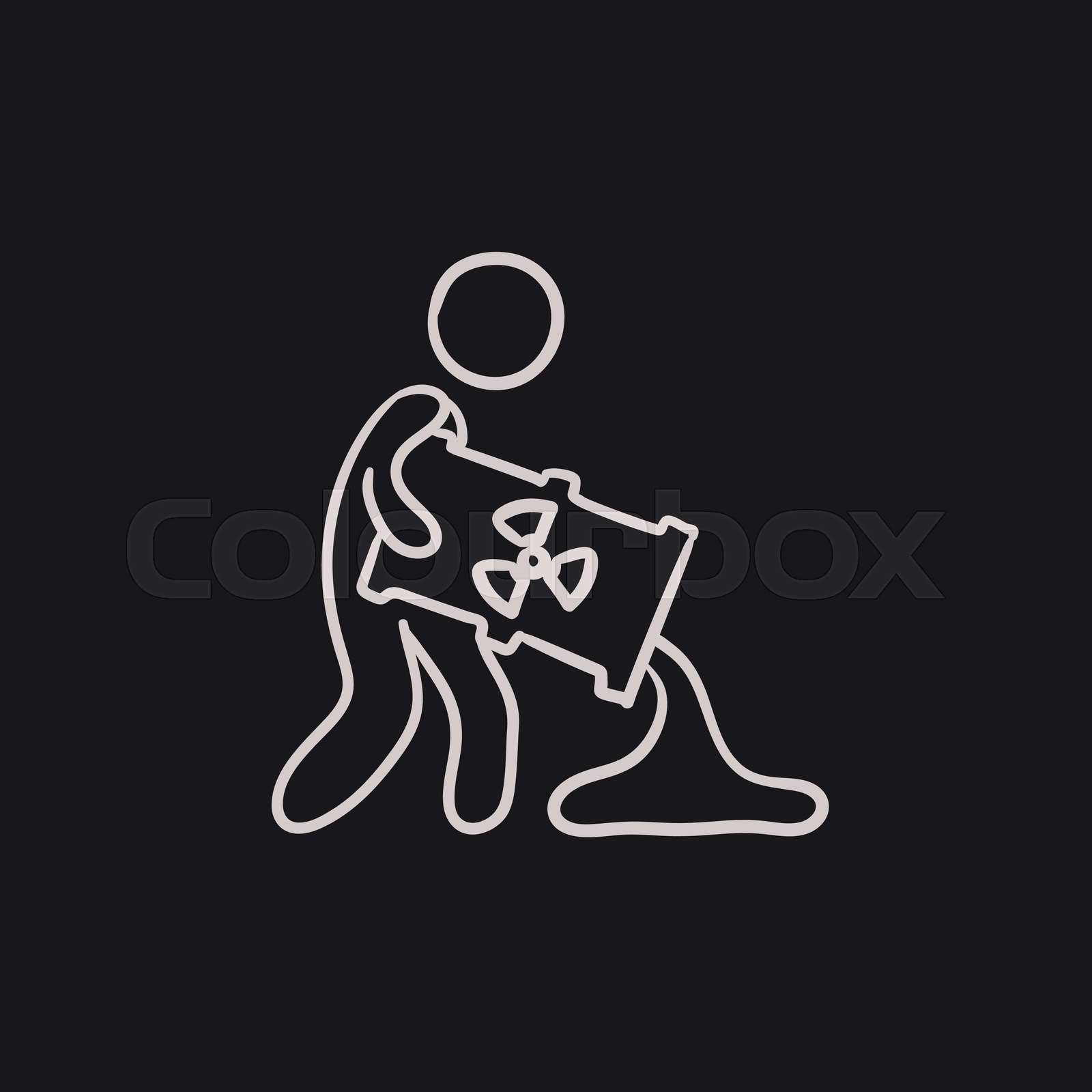 Man with oil barrel sketch icon. | Stock vector | Colourbox