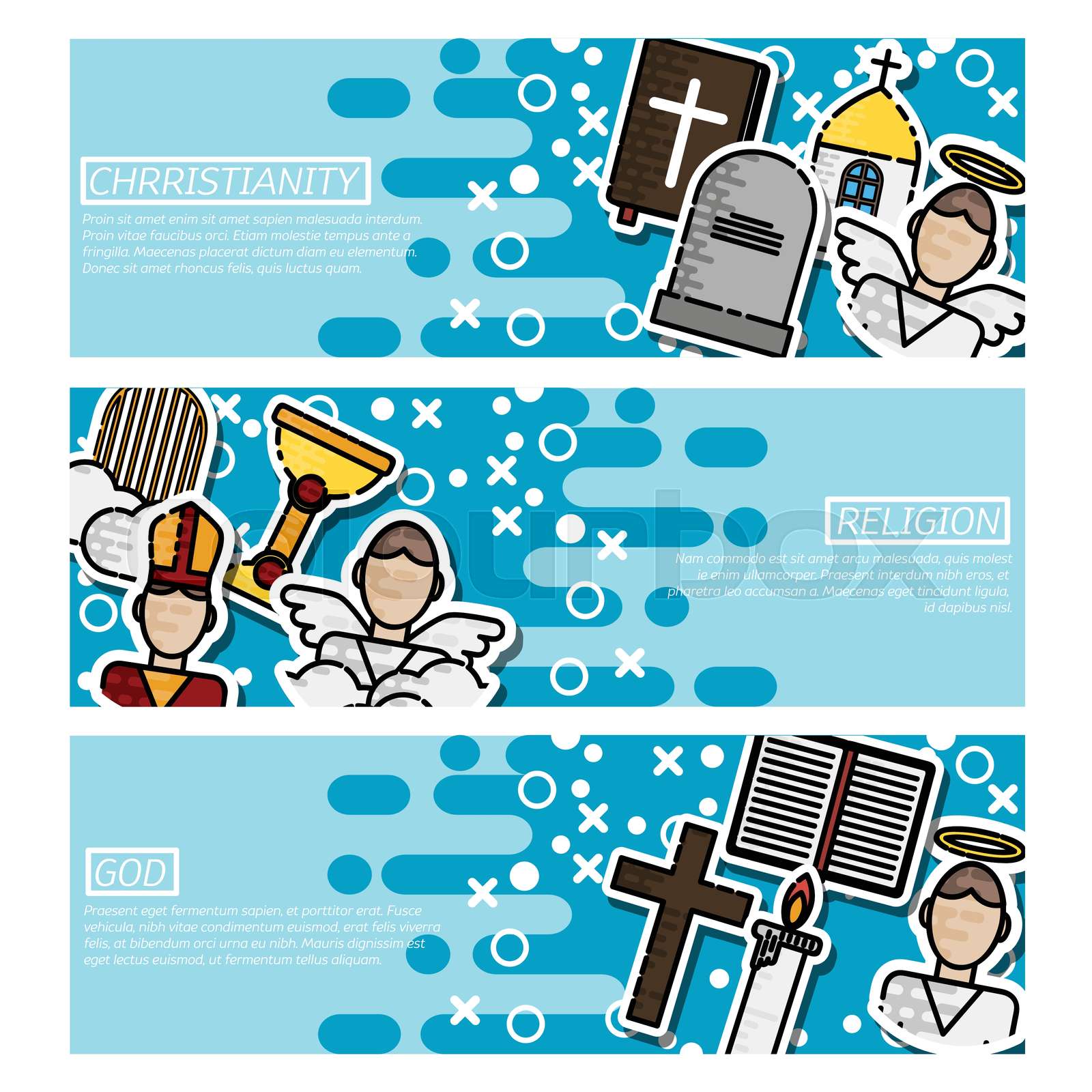 Set of Horizontal Banners about Christianity | Stock vector | Colourbox