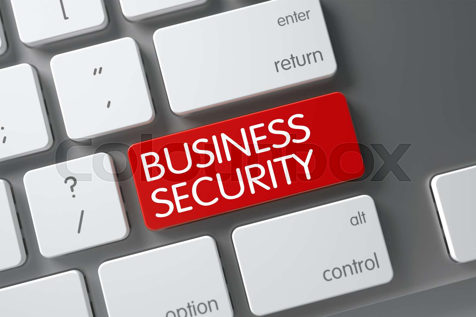 Red Business Security Button on Keyboard. 3D | Stock image | Colourbox