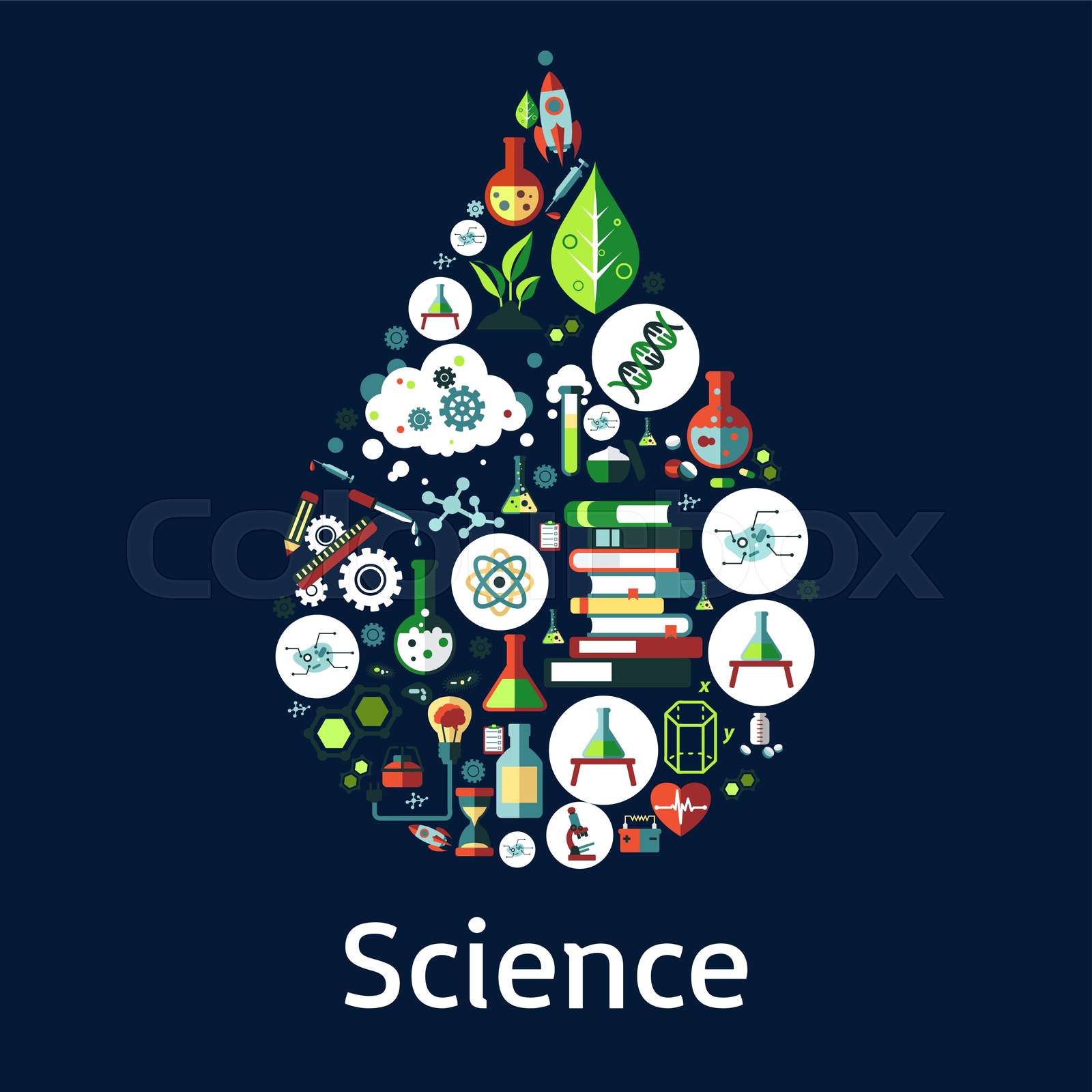 Science symbols in a shape of a drop | Stock vector | Colourbox