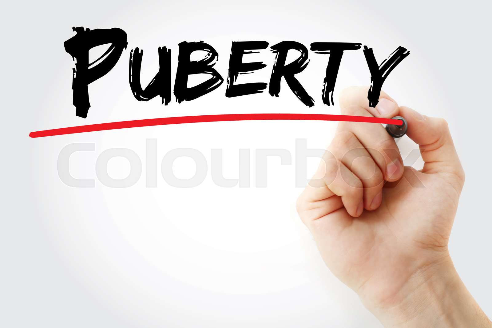 Hand writing Puberty with marker | Stock image | Colourbox