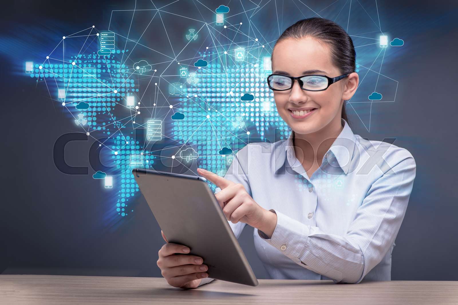 Cloud Computing Concept In Technology Collage Stock Image Colourbox 