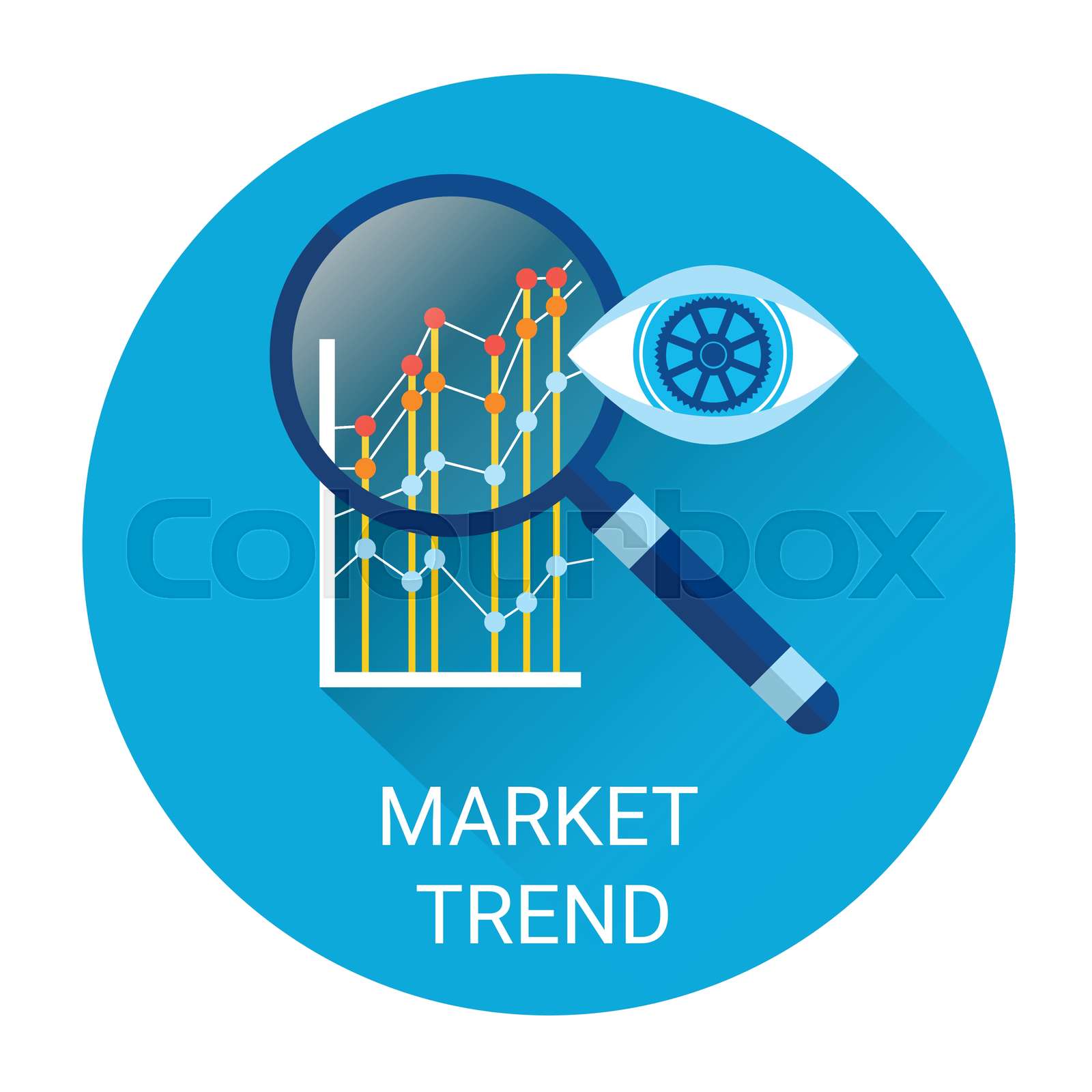 Market Trend Icon Financial Graph With Magnifier | Stock vector | Colourbox