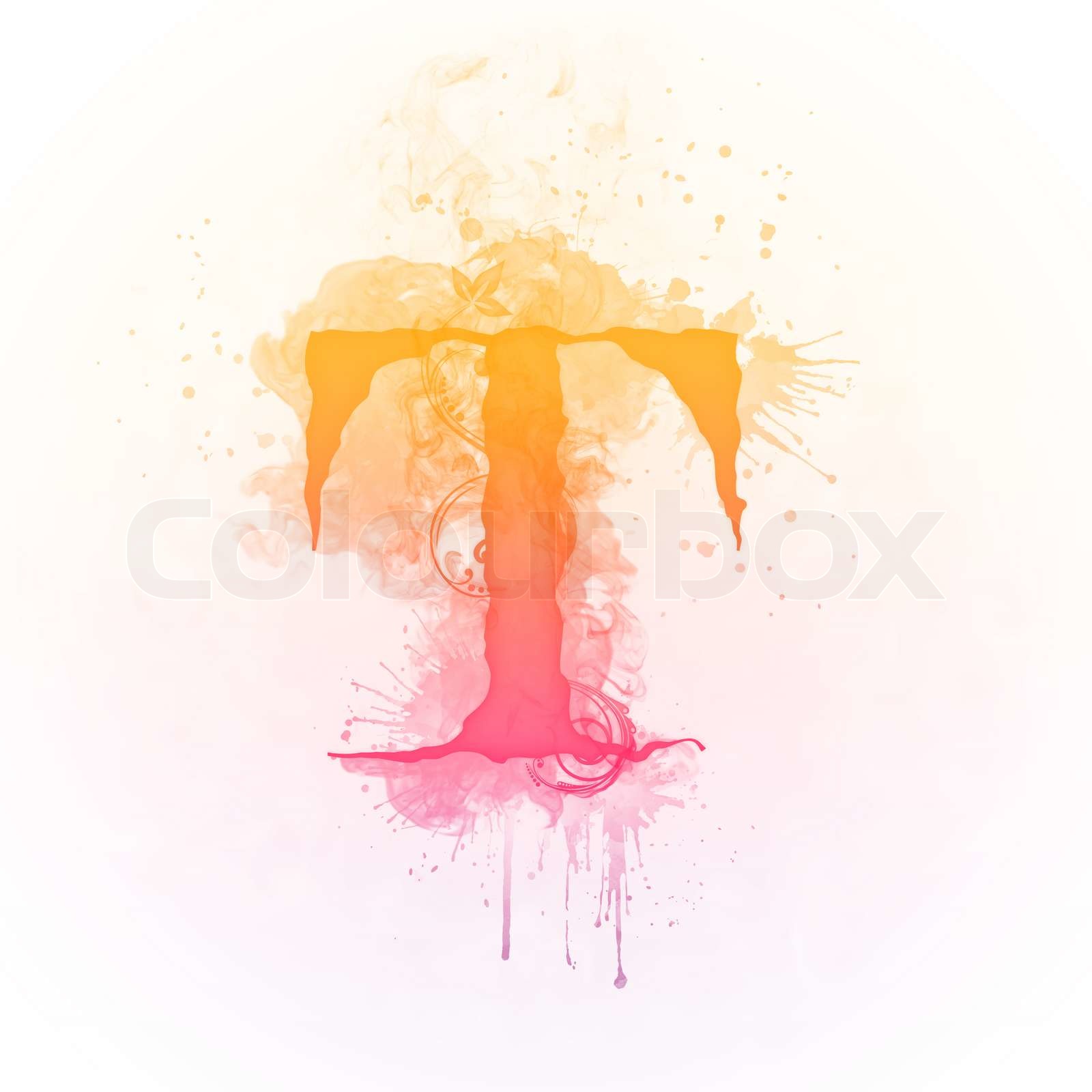 Sunny Swirl Letter T Isolated on White Background. Computer Design ...