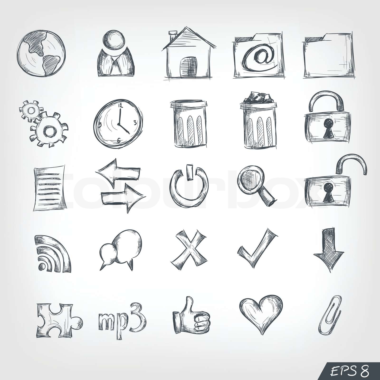 Computer and Internet Sketch Icon Set. Vector | Stock vector | Colourbox
