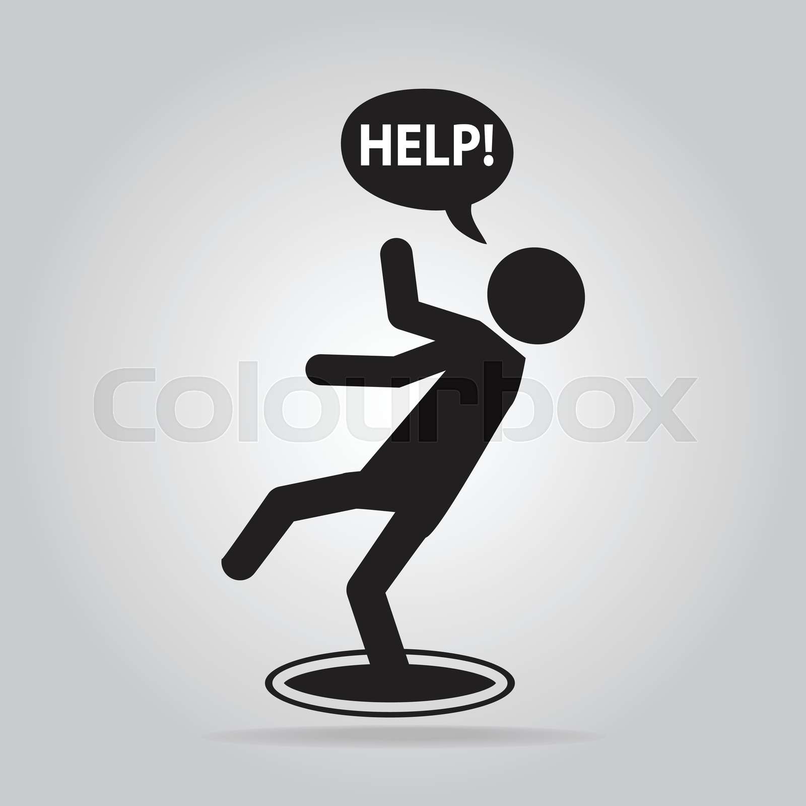 Man falling into hole icon, warning symbol | Stock vector | Colourbox