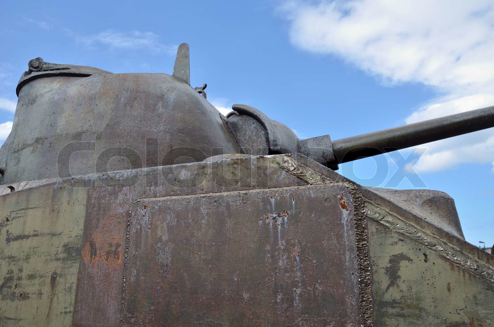 An American Sherman tank at Omaha Beach, Brittany | Stock image | Colourbox