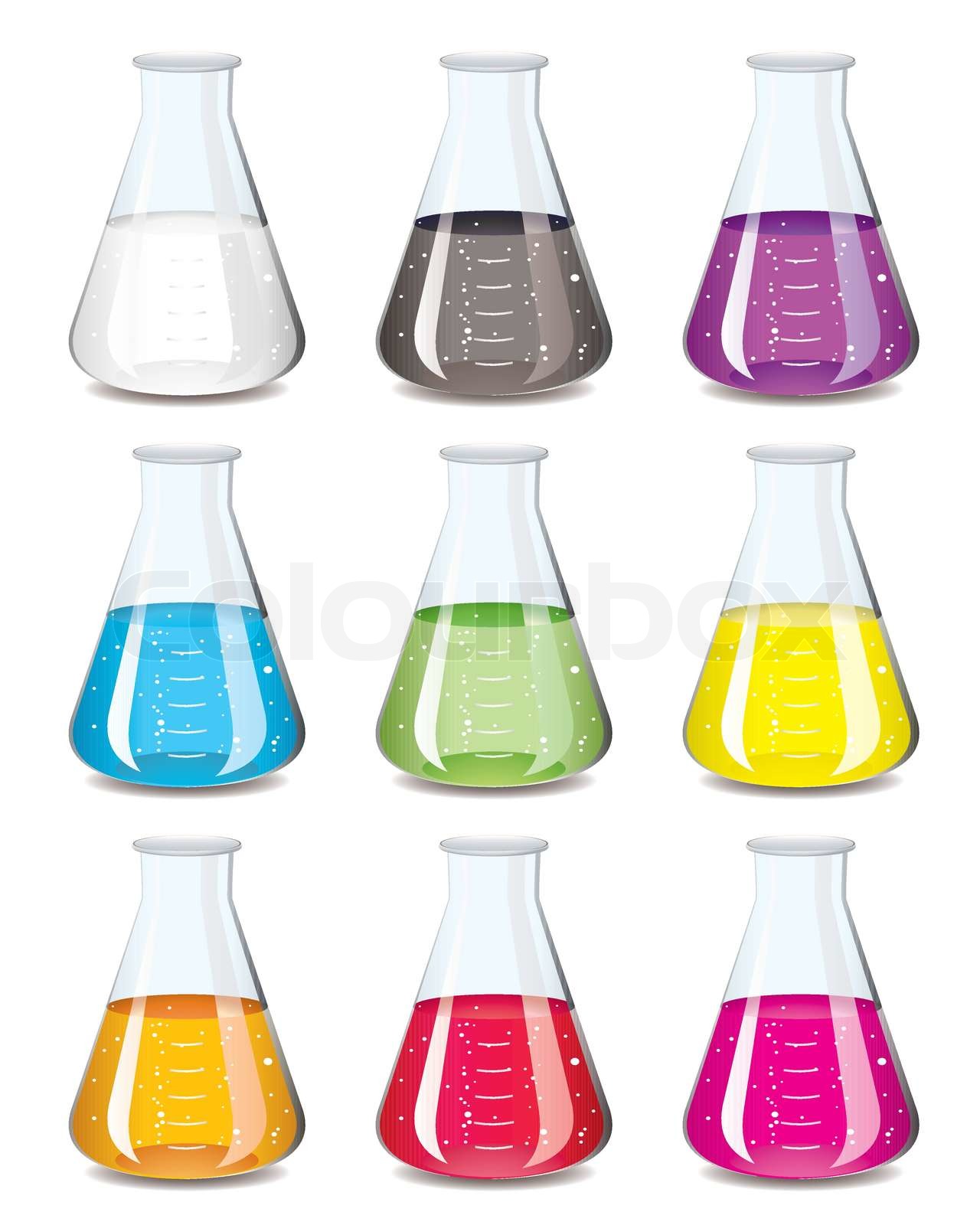 Science chemistry flask in a rainbow of colours | Stock vector | Colourbox