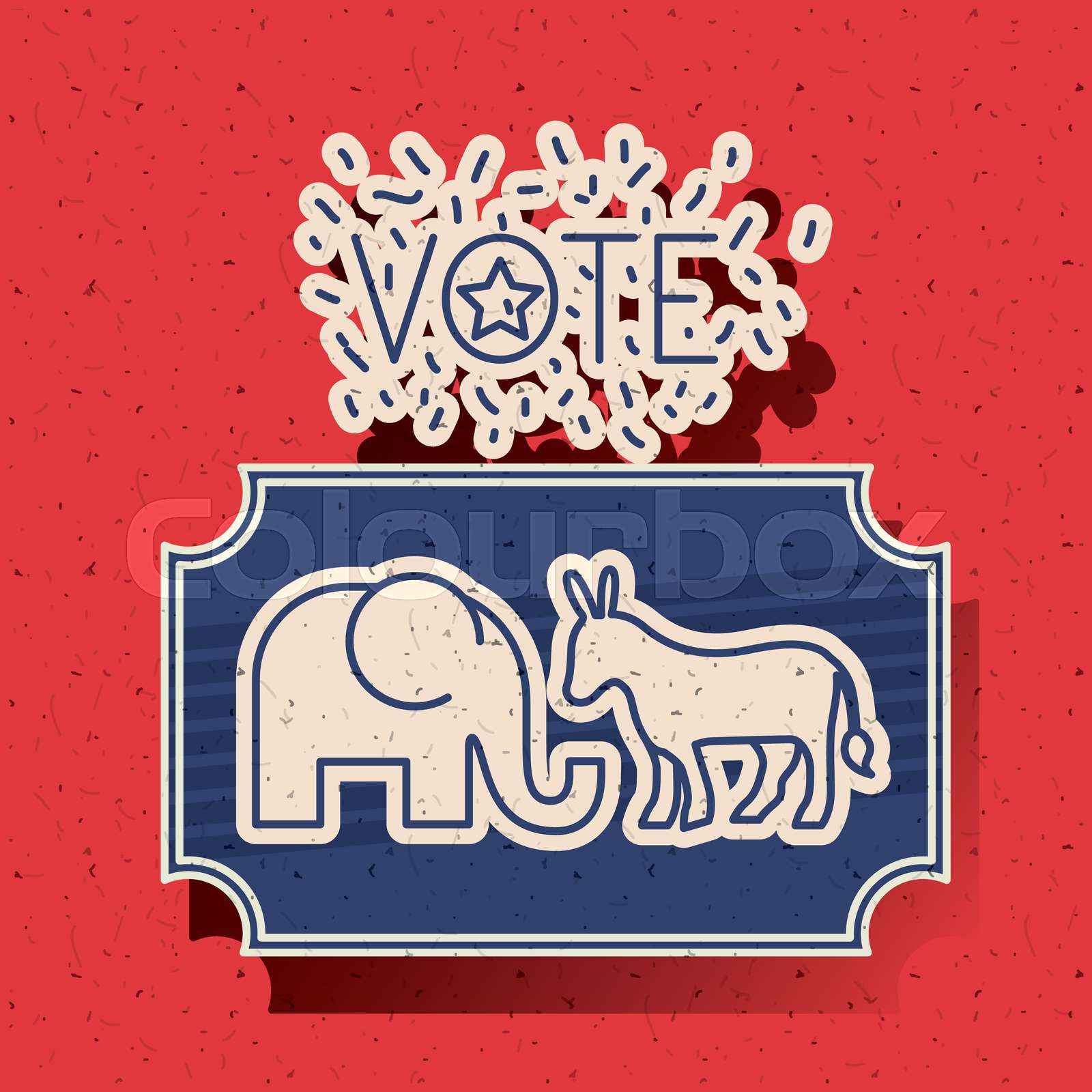 Donkey and elephant of vote inside frame design | Stock vector | Colourbox