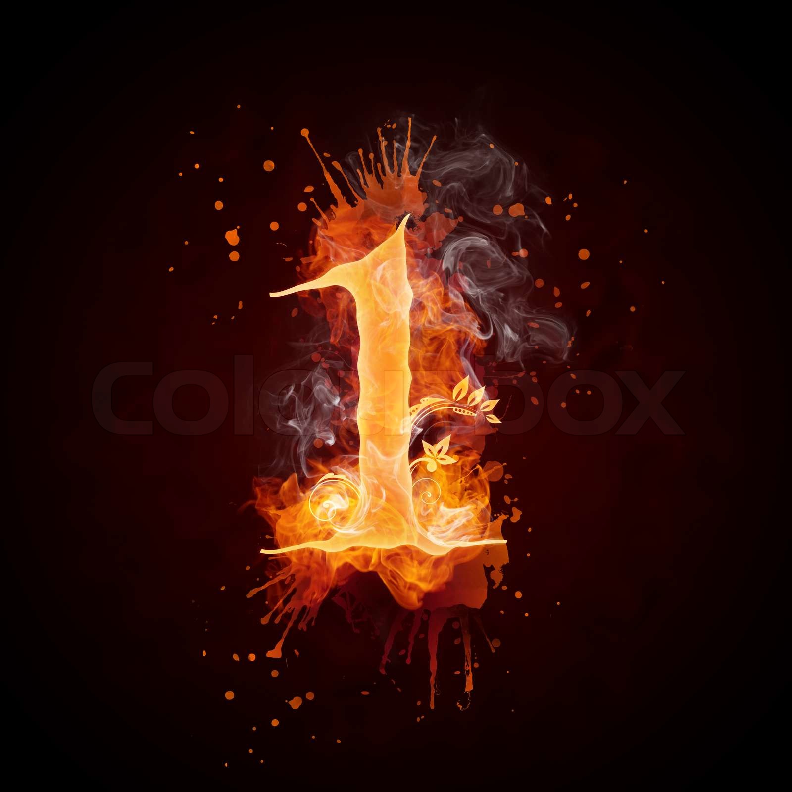 Fire Swirl Number 1 Isoleret på sort baggrund. | Stock foto | Colourbox