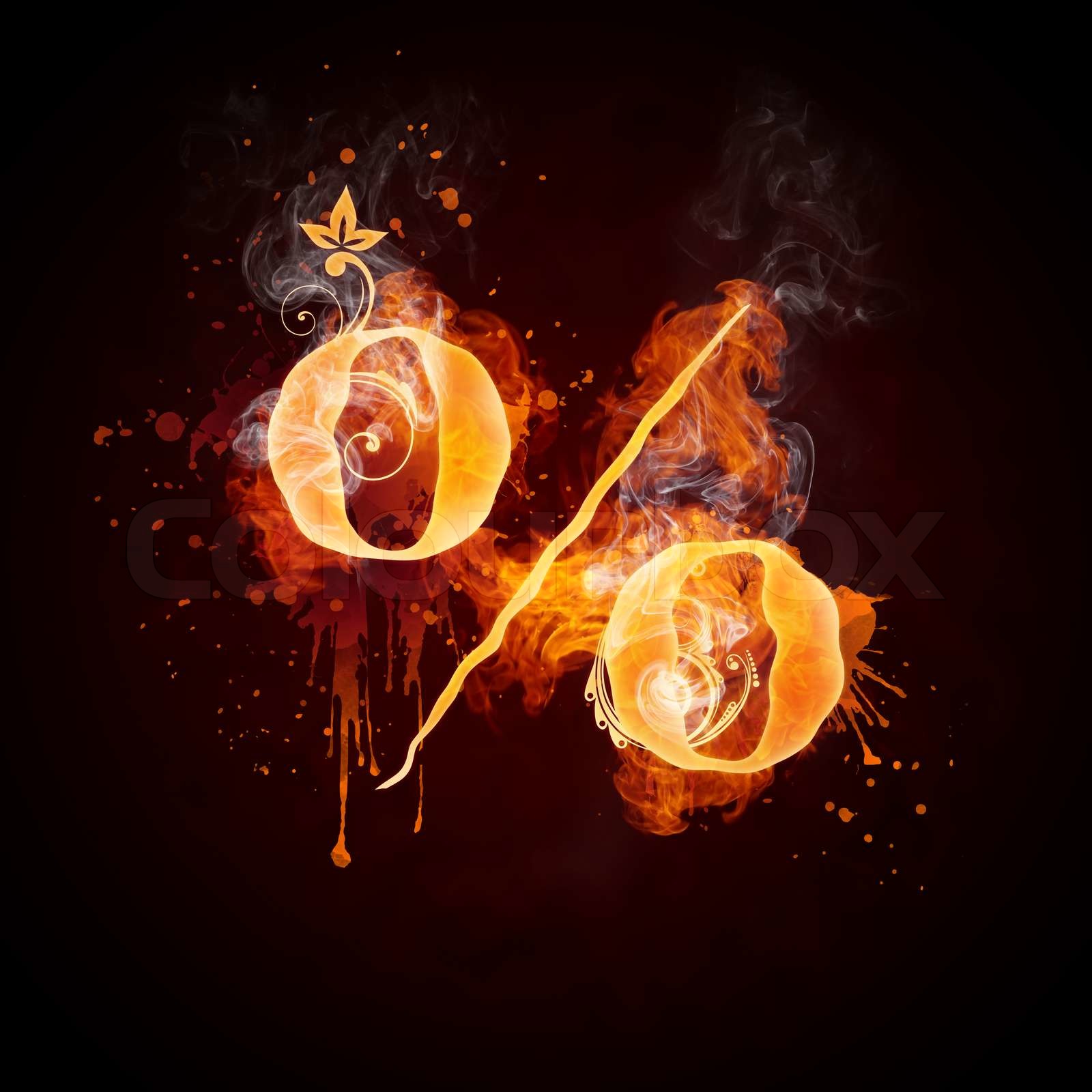 Fire Swirl Percent Isolated on Black Background. Computer Design ...