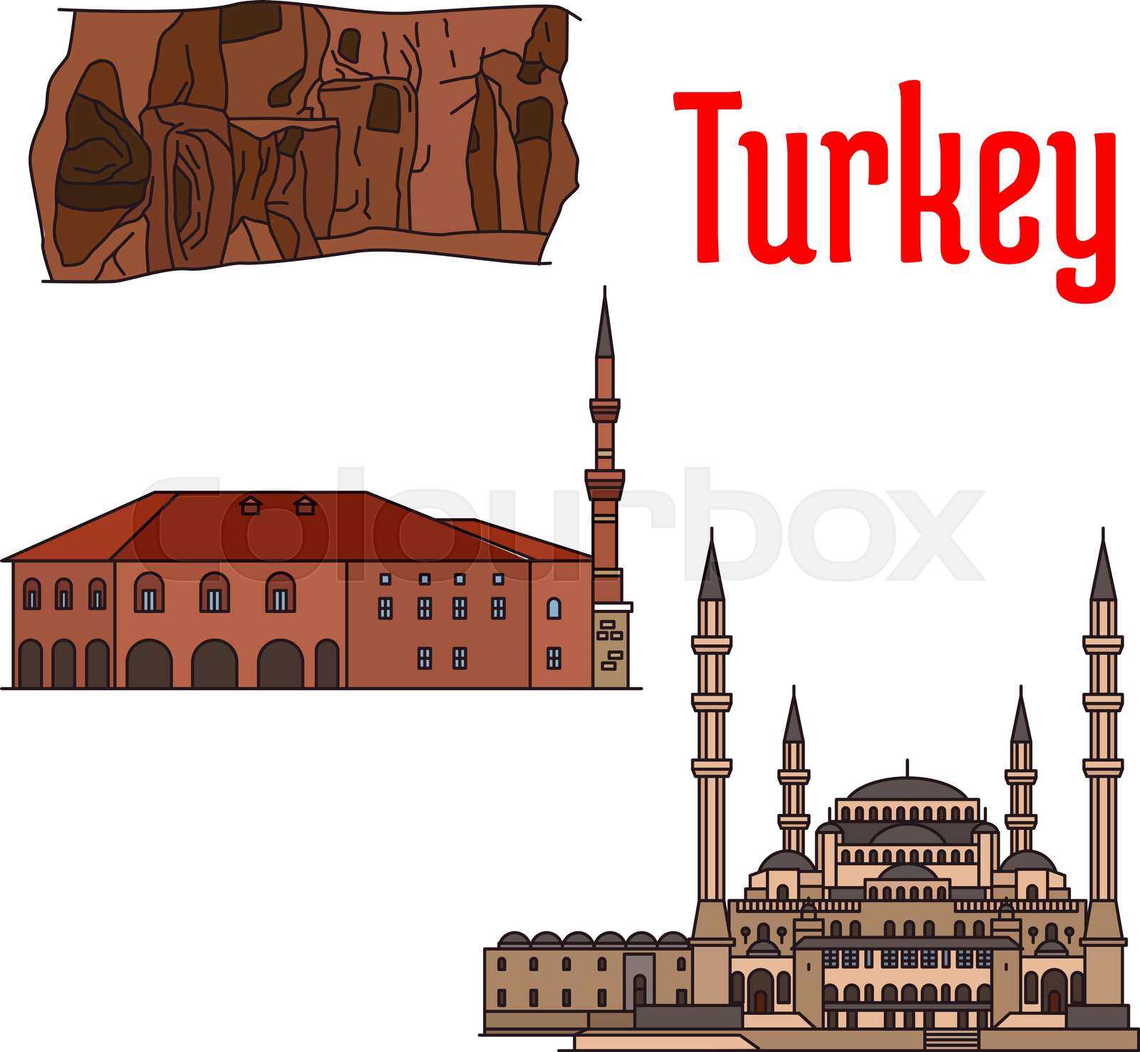 Turkey historic architecture and sightseeings | Stock vector | Colourbox