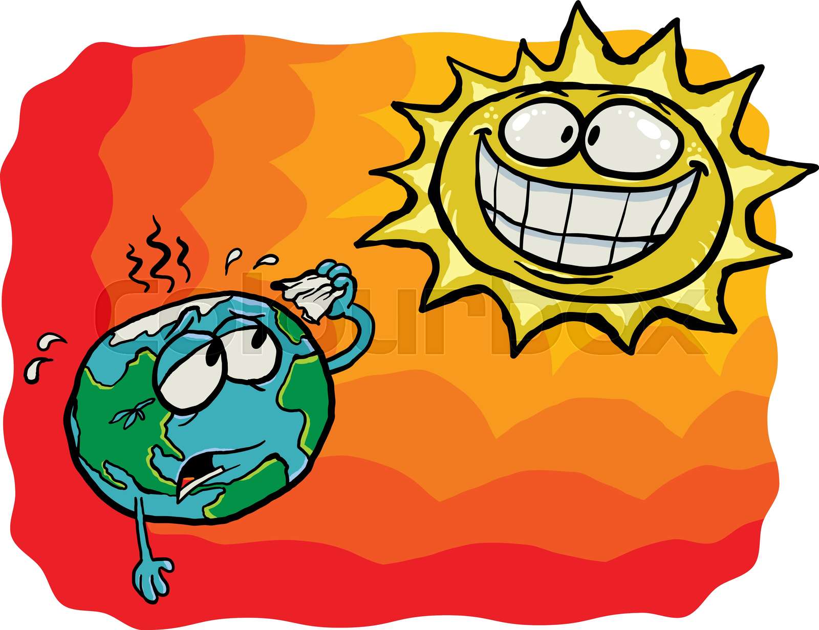 Cartoon Sun and Earth | Stock vector | Colourbox