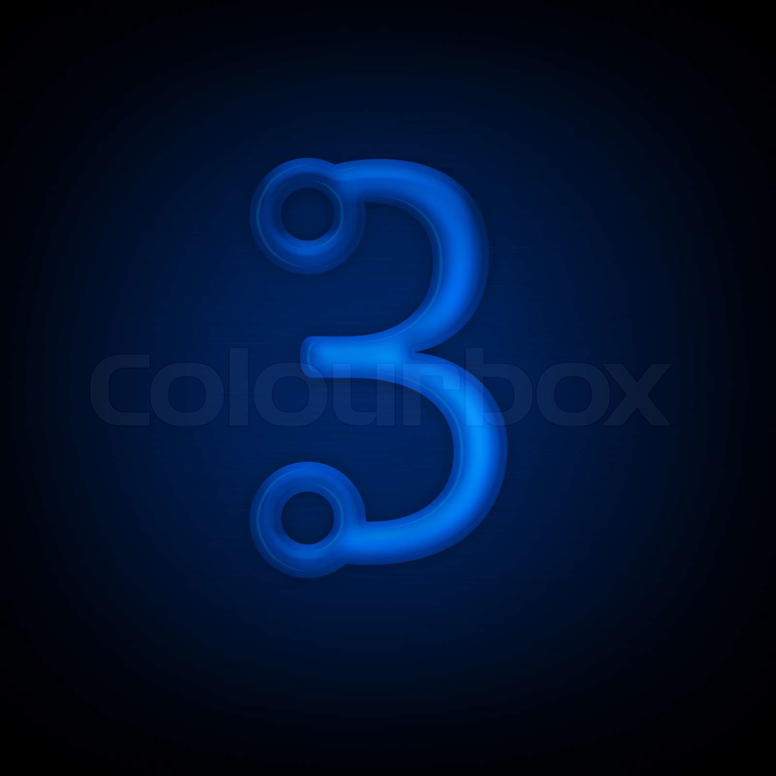 Neon Letter 3 Isolated on Black Background. Computer Design. | Stock ...