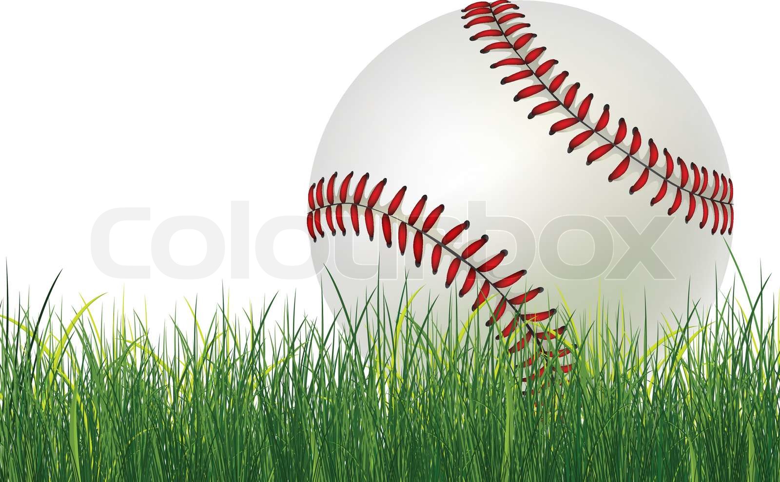 Baseball Ball on Grass. 2D Graphics. Computer Design. | Stock vector ...