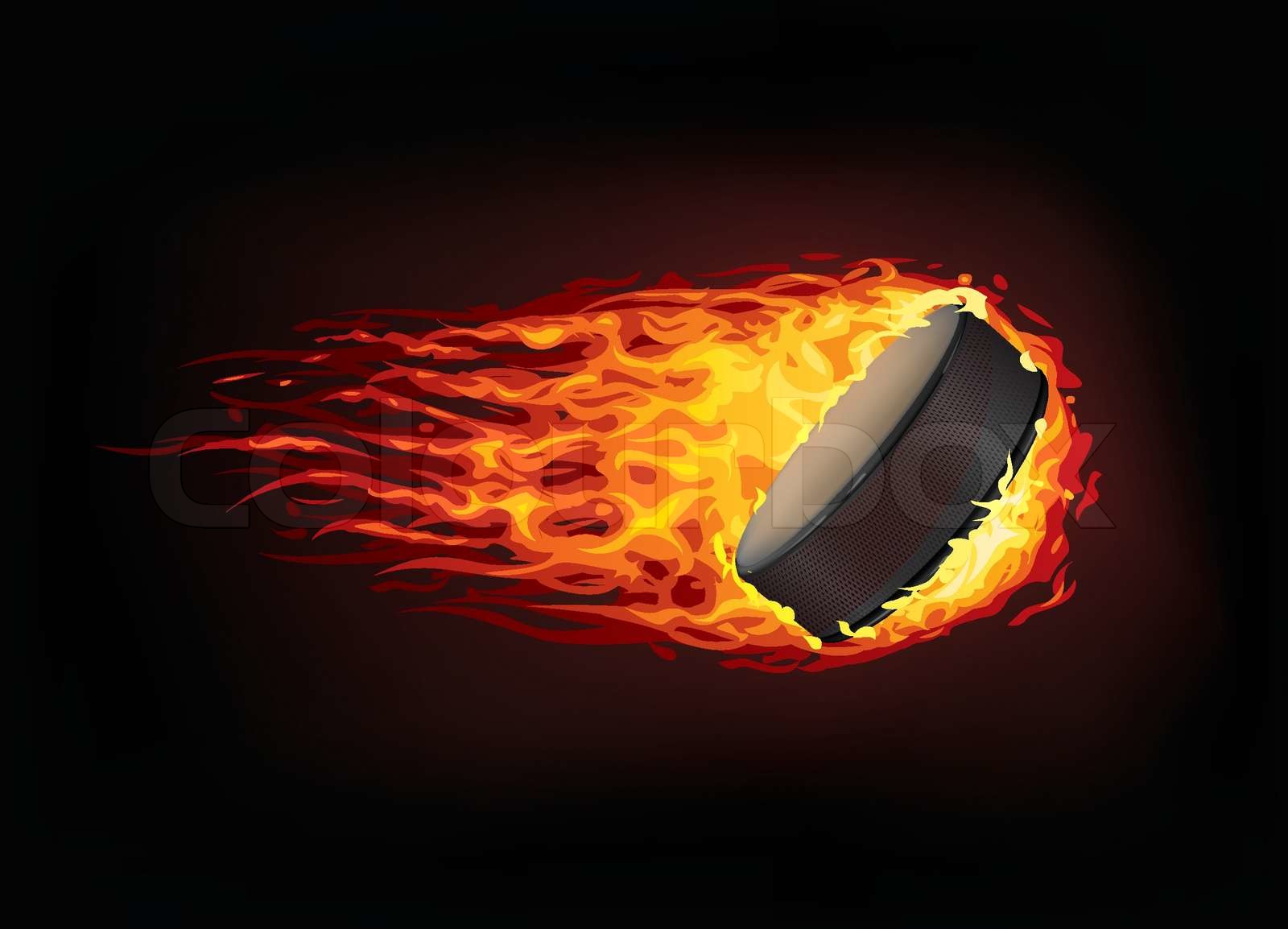 Hockey Puck in Fire isolated on Black Background. Vector. | Stock ...