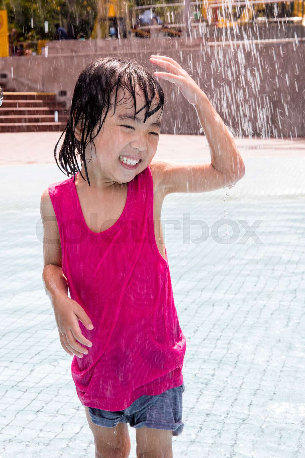 Happy Asian Chinese Little Girl Take A Shower | Stock image | Colourbox