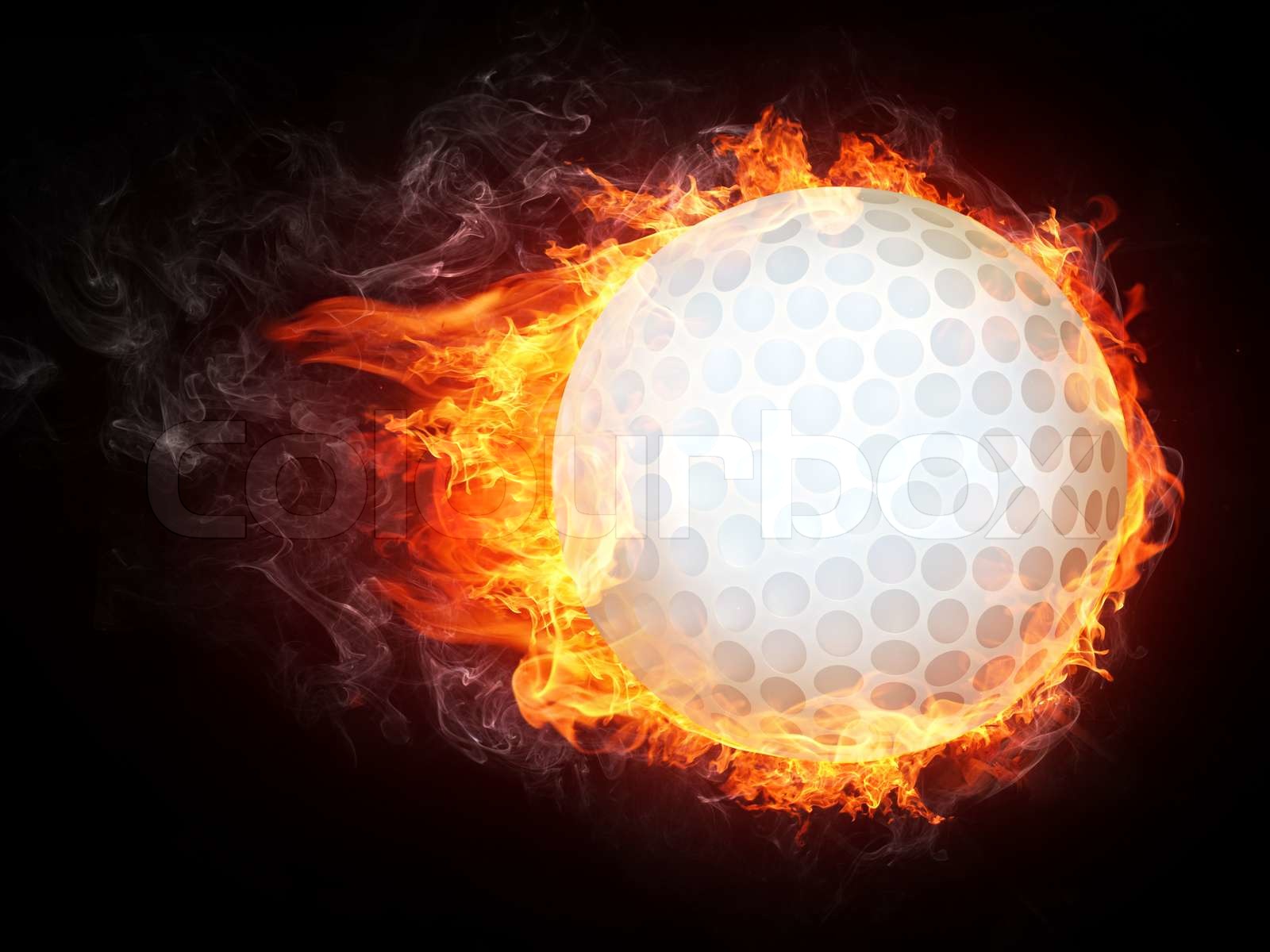 Golf Ball on Fire. 2D Graphics. Computer Design. | Stock image | Colourbox