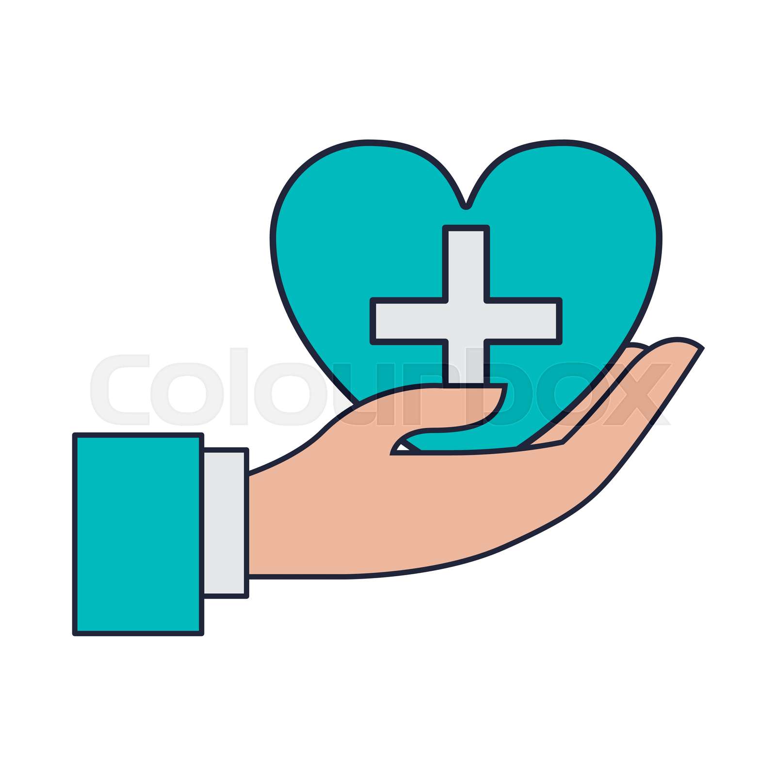 hand holding cross in heart | Stock vector | Colourbox