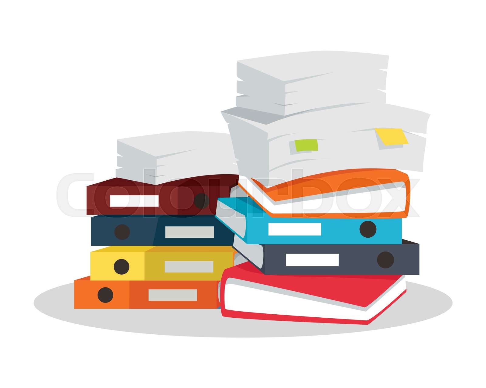Stack of Documents Vector Flat Design on White. | Stock vector | Colourbox