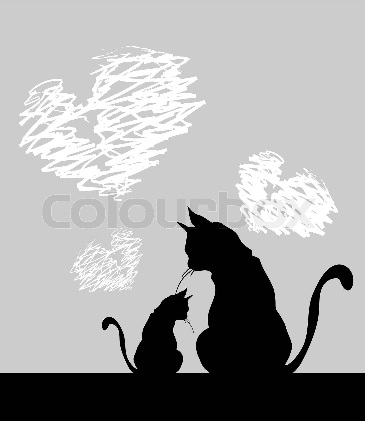 two romantic black cats | Stock vector | Colourbox