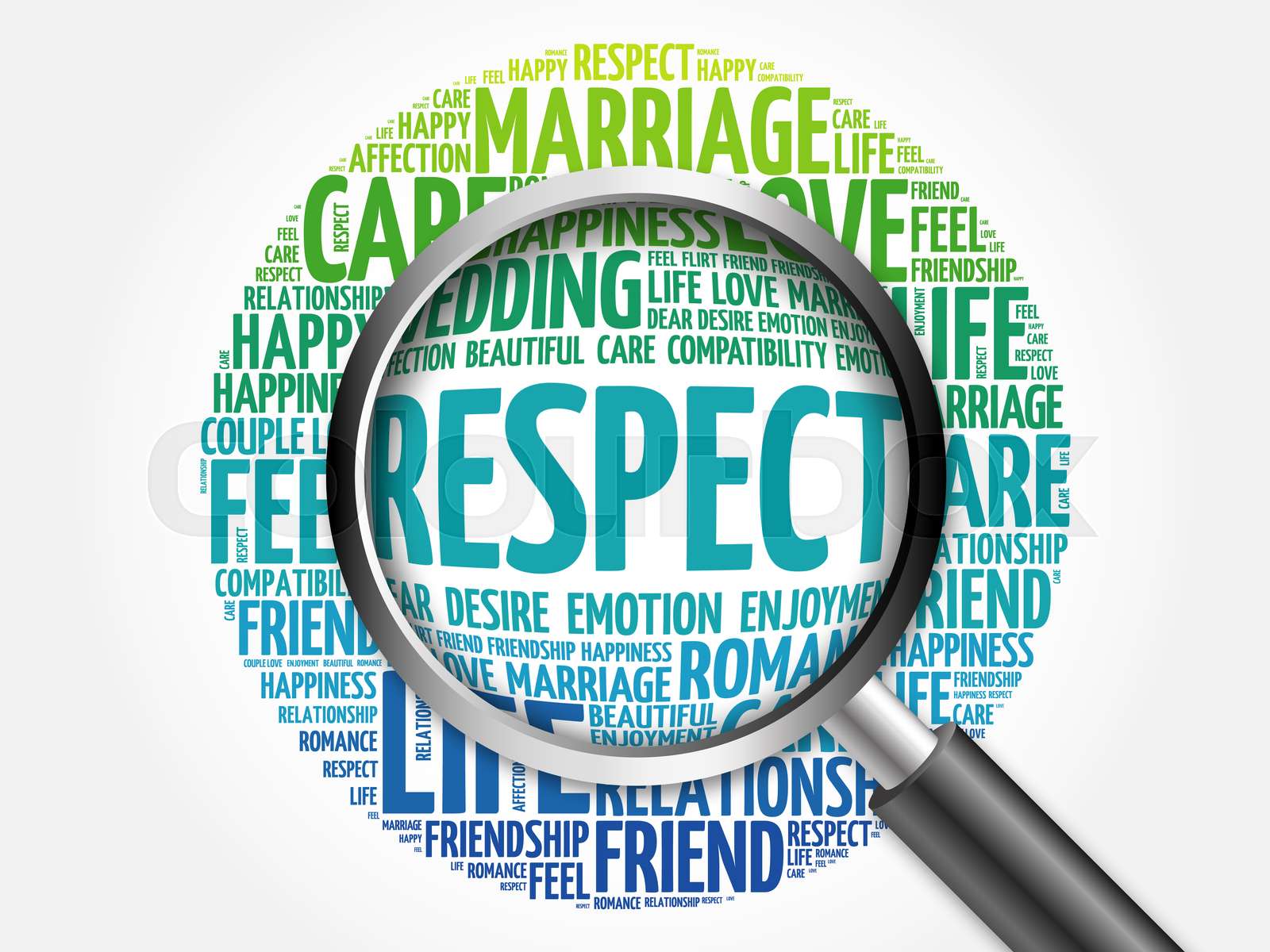 Respect word cloud with magnifying glass | Stock image | Colourbox