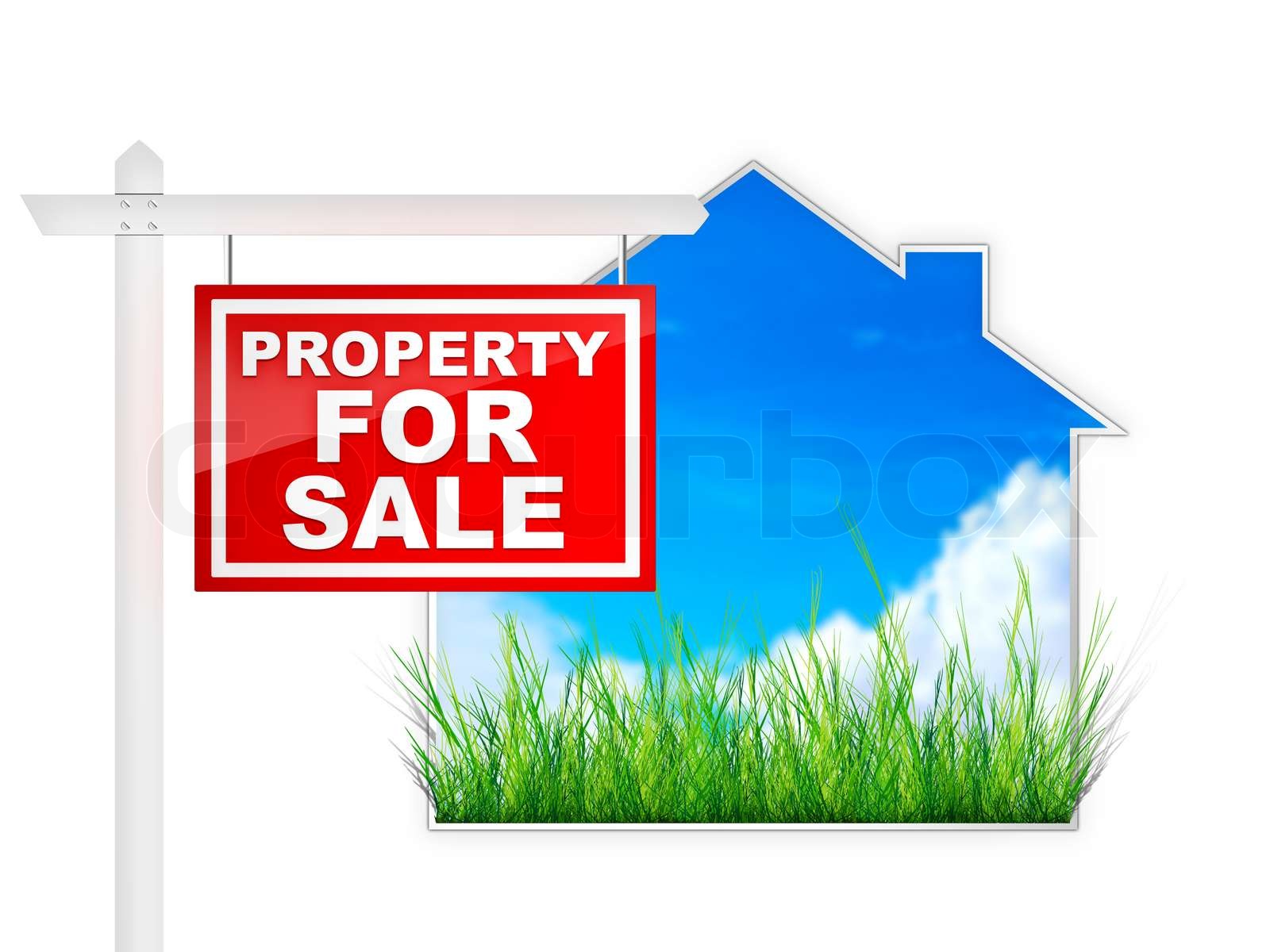 Real Estate Sign – Property For Sale. 2D artwork. Computer Design ...