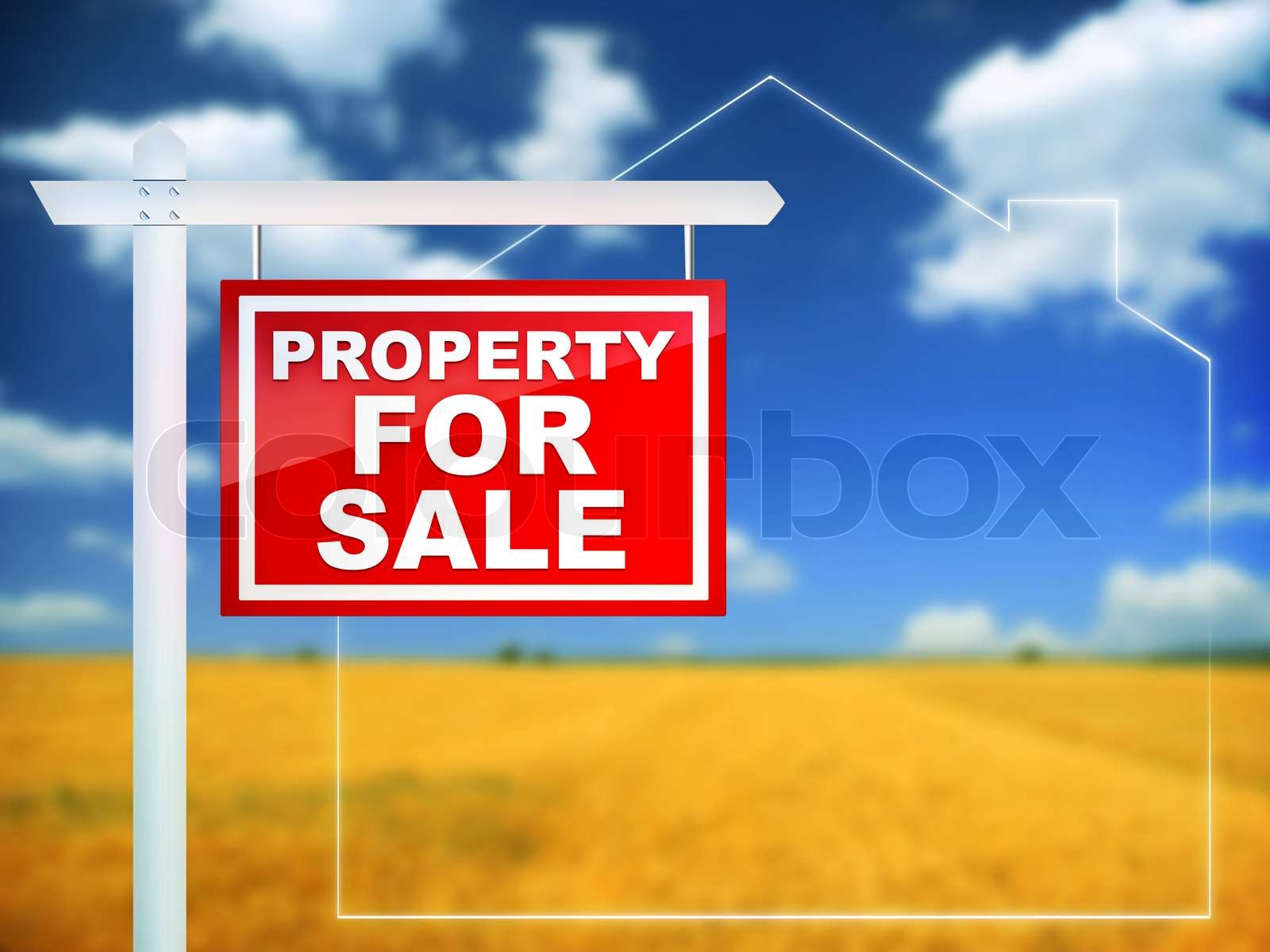 Real Estate Sign – Property For Sale. 2D artwork. Computer Design ...