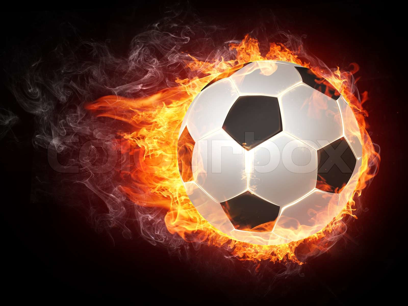 Soccer Ball on Fire. 2D Graphics. Computer Design. | Stock image ...