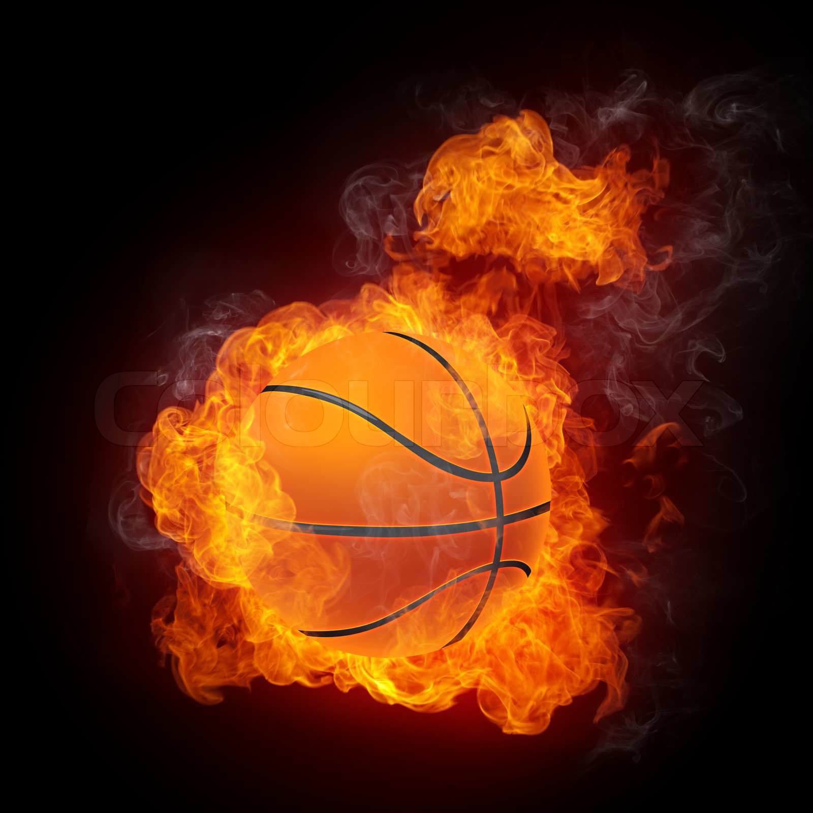 Basketball Ball on Fire. 2D Graphics. Computer Design. | Stock image ...