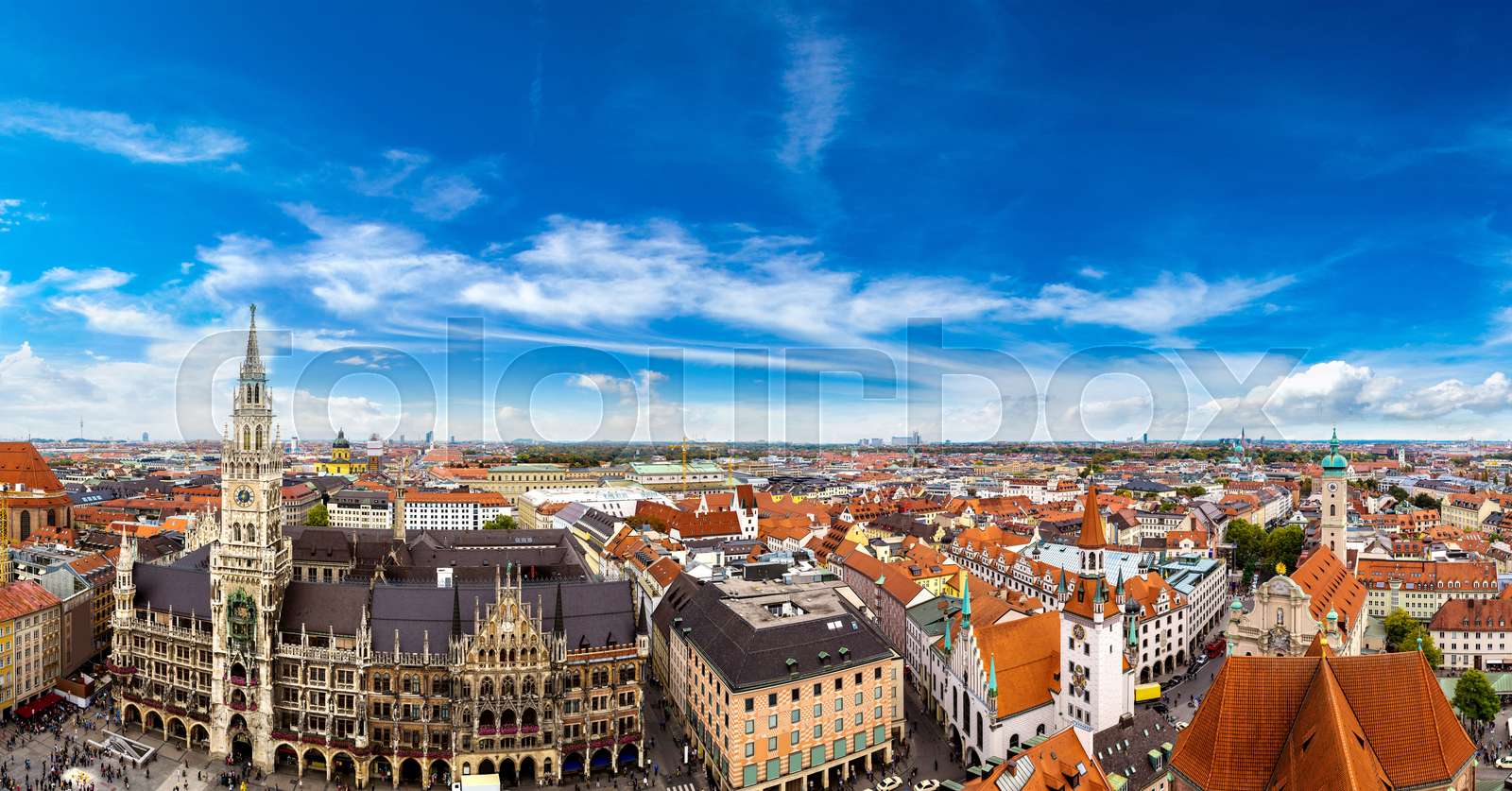 Aerial view on Marienplatz town hall | Stock image | Colourbox