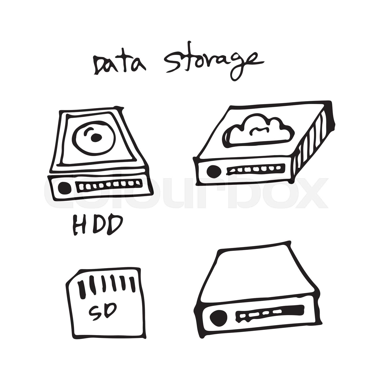 Hand drawn doodle data storage illustration design | Stock vector ...