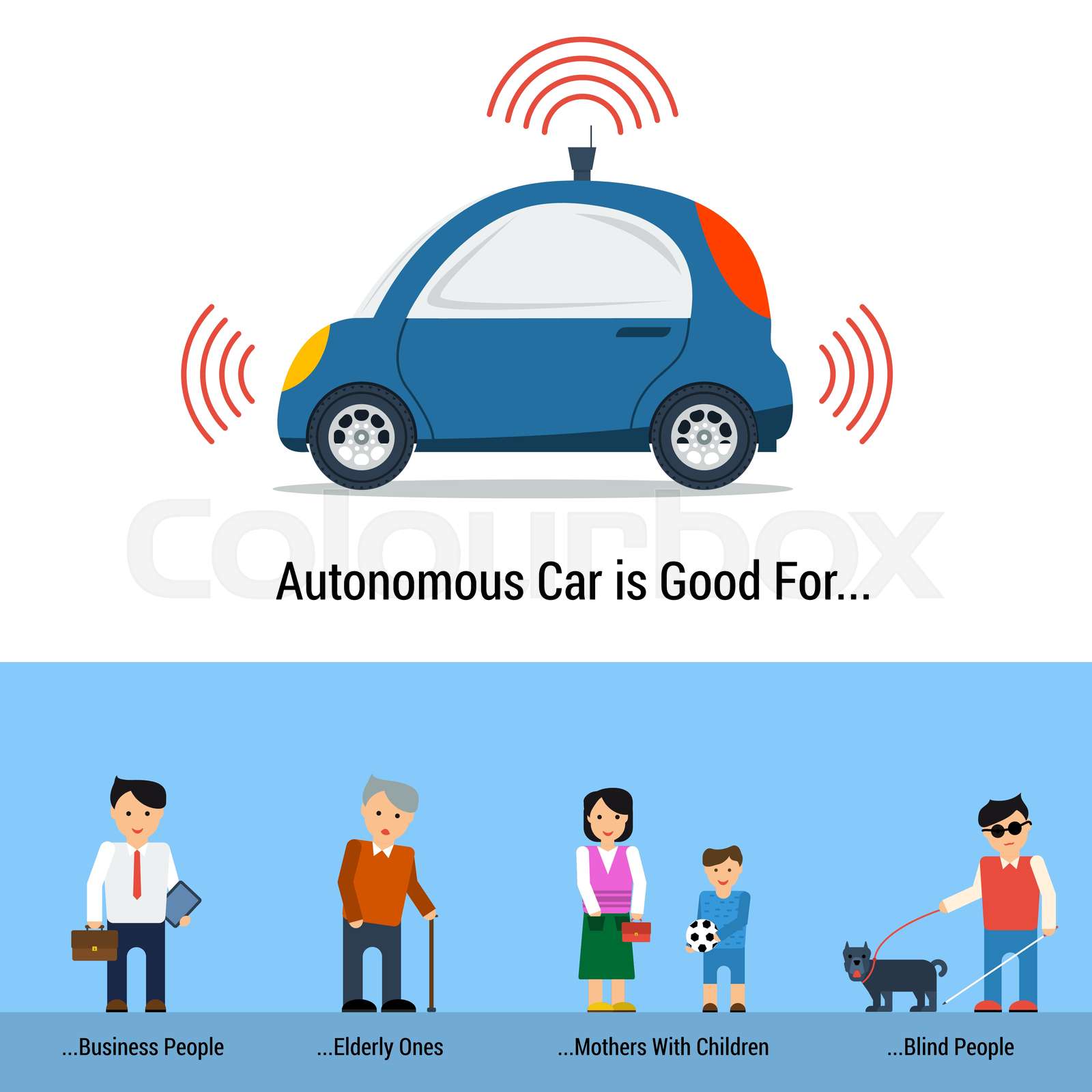 Autonomous Car is Good For different people | Stock vector | Colourbox