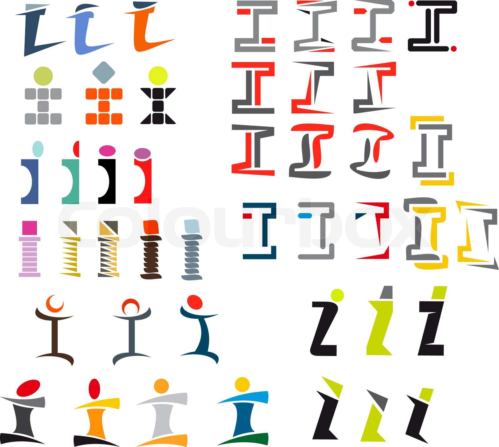 Set of alphabet symbols and elements of letter I | Stock vector | Colourbox