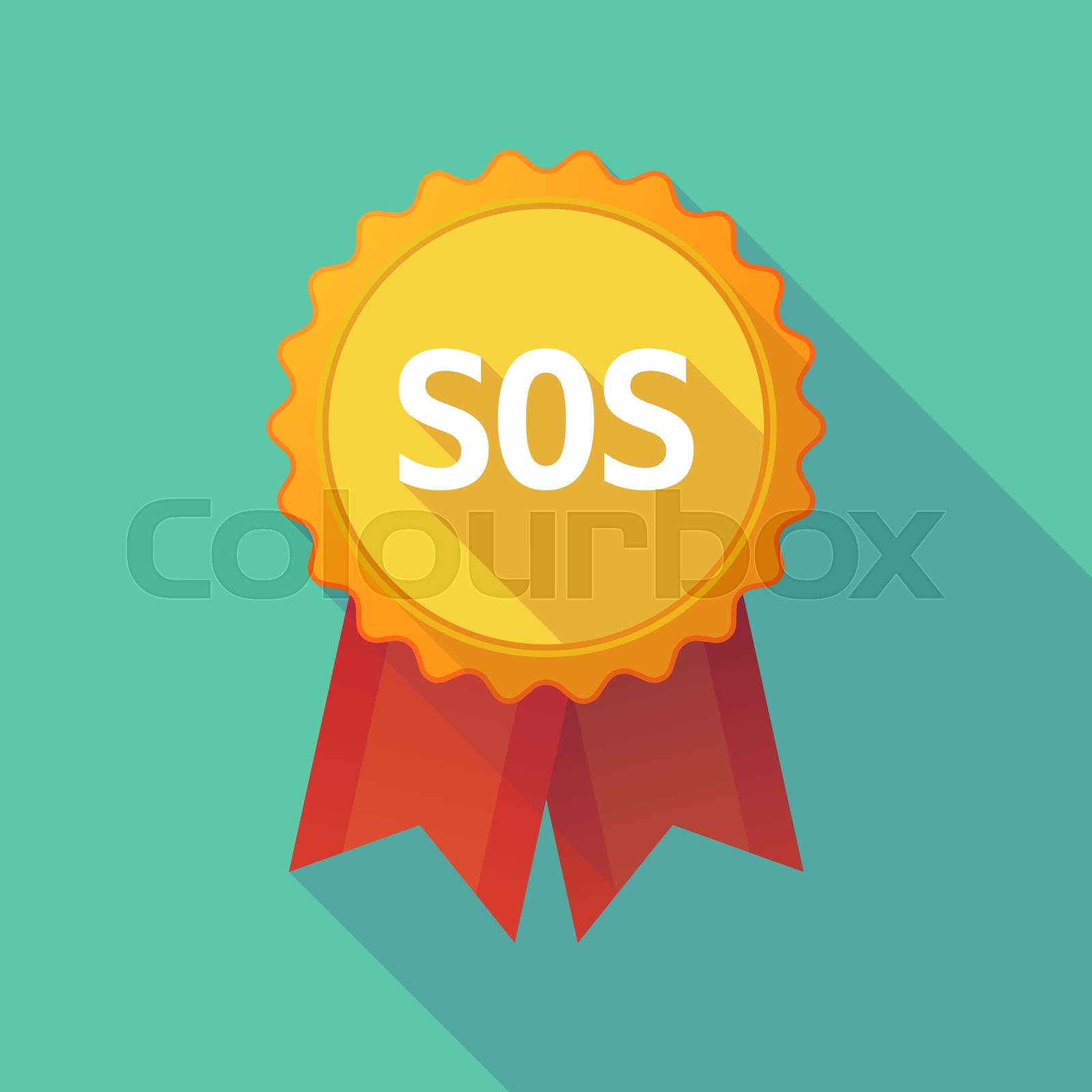 Long shadow badge with the text SOS | Stock vector | Colourbox