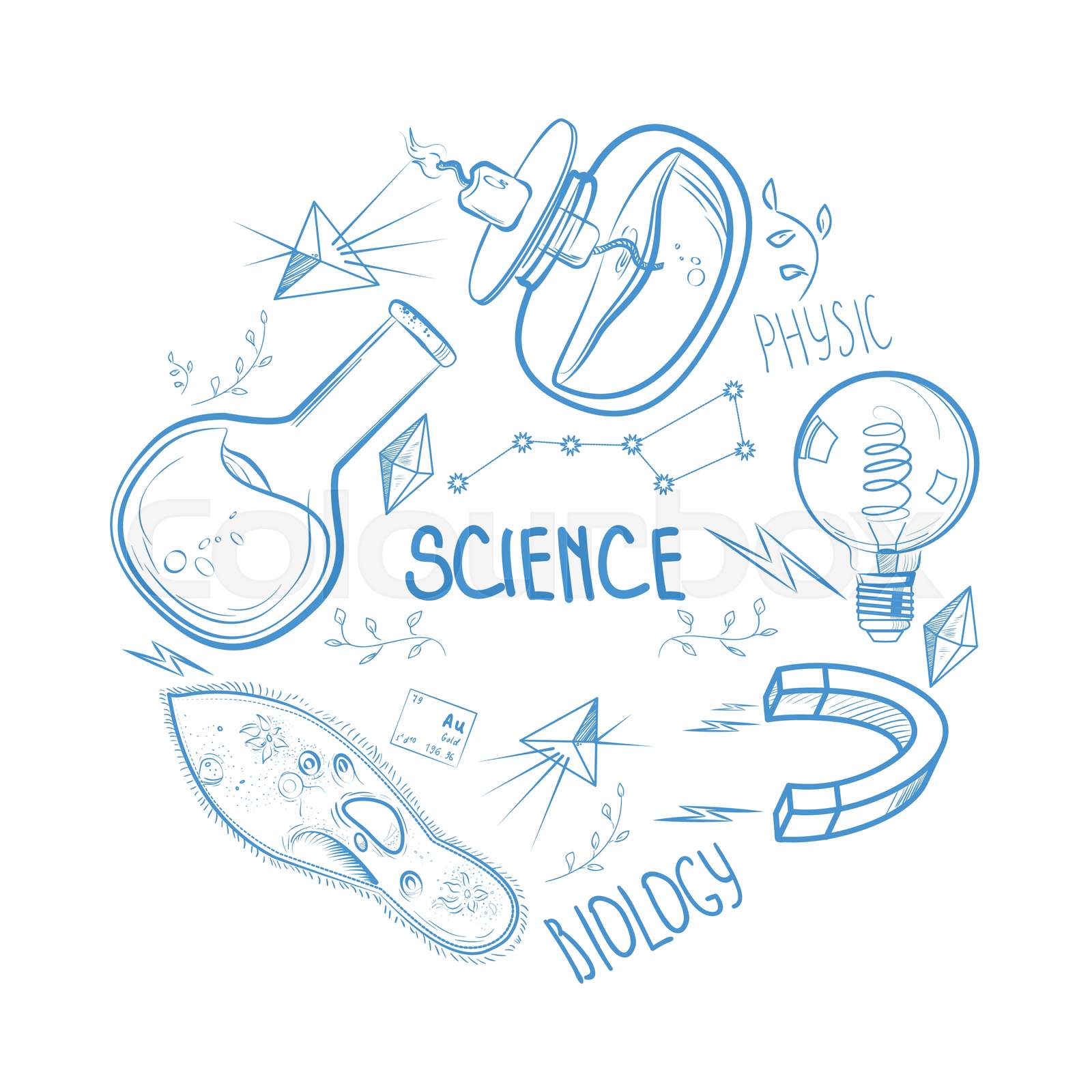Hand drawn science set. Circle design | Stock vector | Colourbox