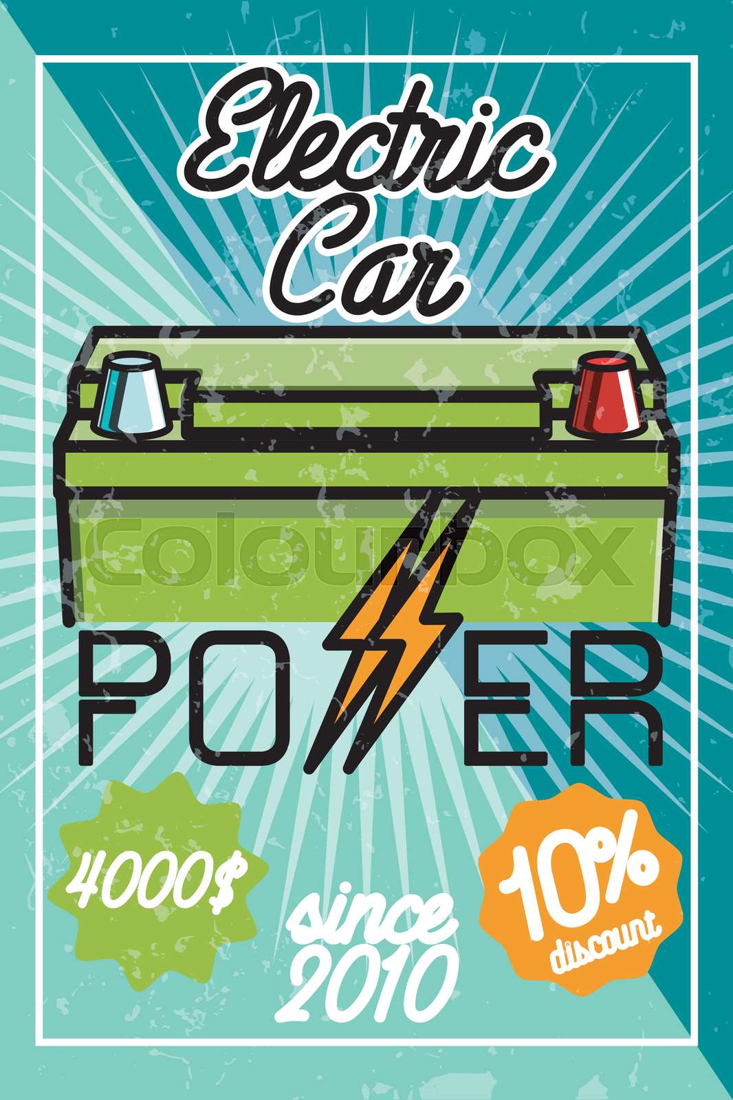 Color vintage electric car poster | Stock vector | Colourbox