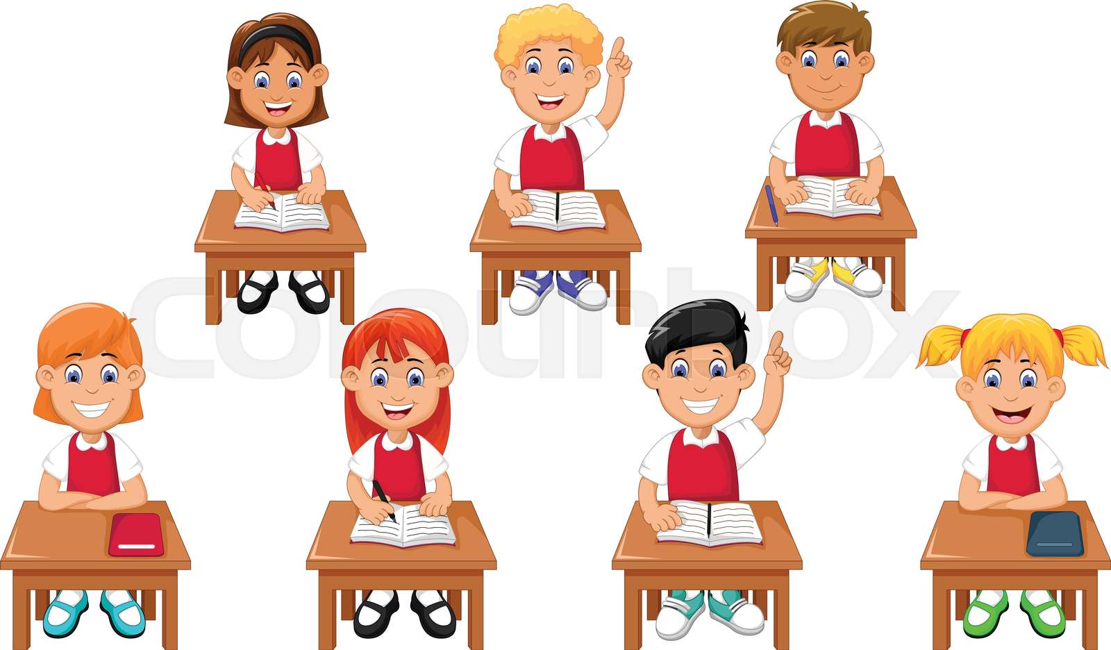 funny students cartoon learning | Stock vector | Colourbox