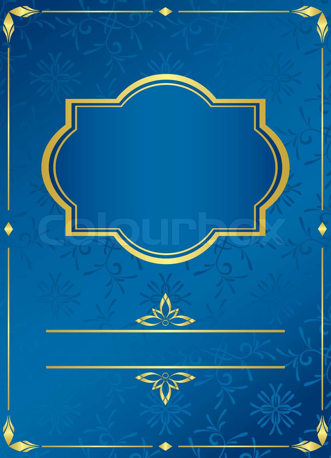 blue card with golden frame - vector | Stock vector | Colourbox