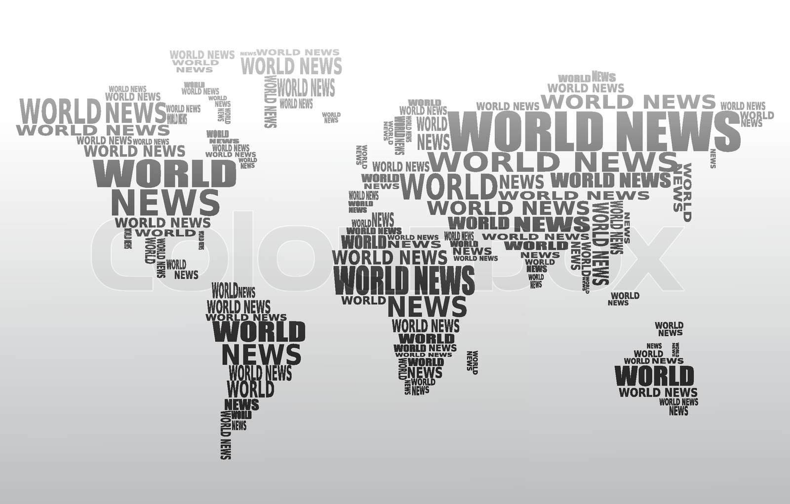 World news concept. Abstract world map made from World news words ...