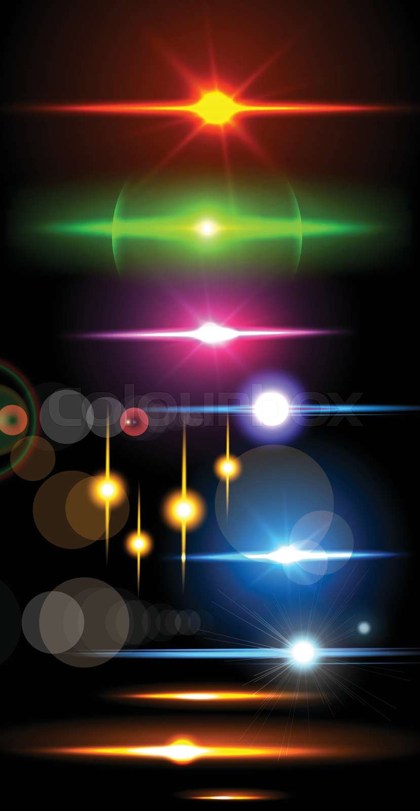 Realistic light glare sparkle, highlight set. Collection of beautiful ...