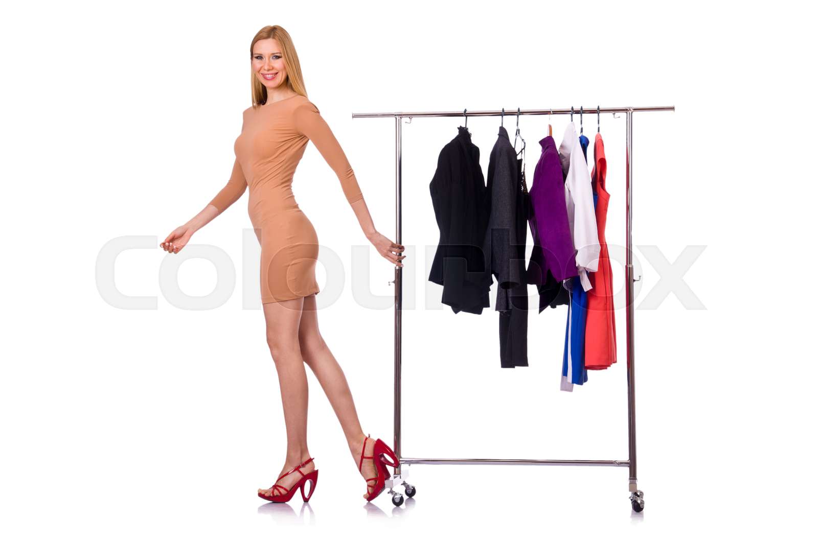 Woman with clothing isolated on white | Stock image | Colourbox