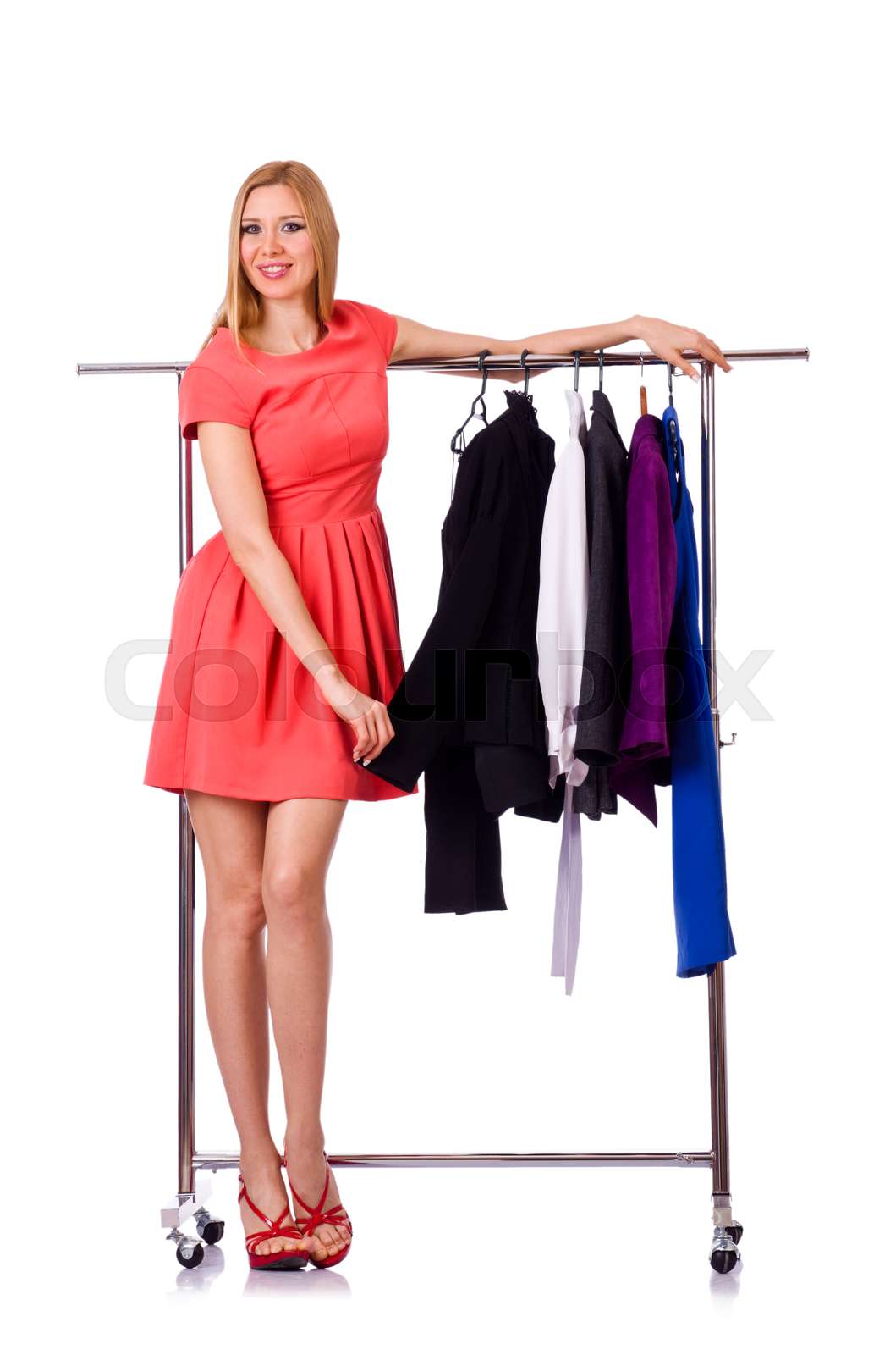 Woman with clothing isolated on white | Stock image | Colourbox
