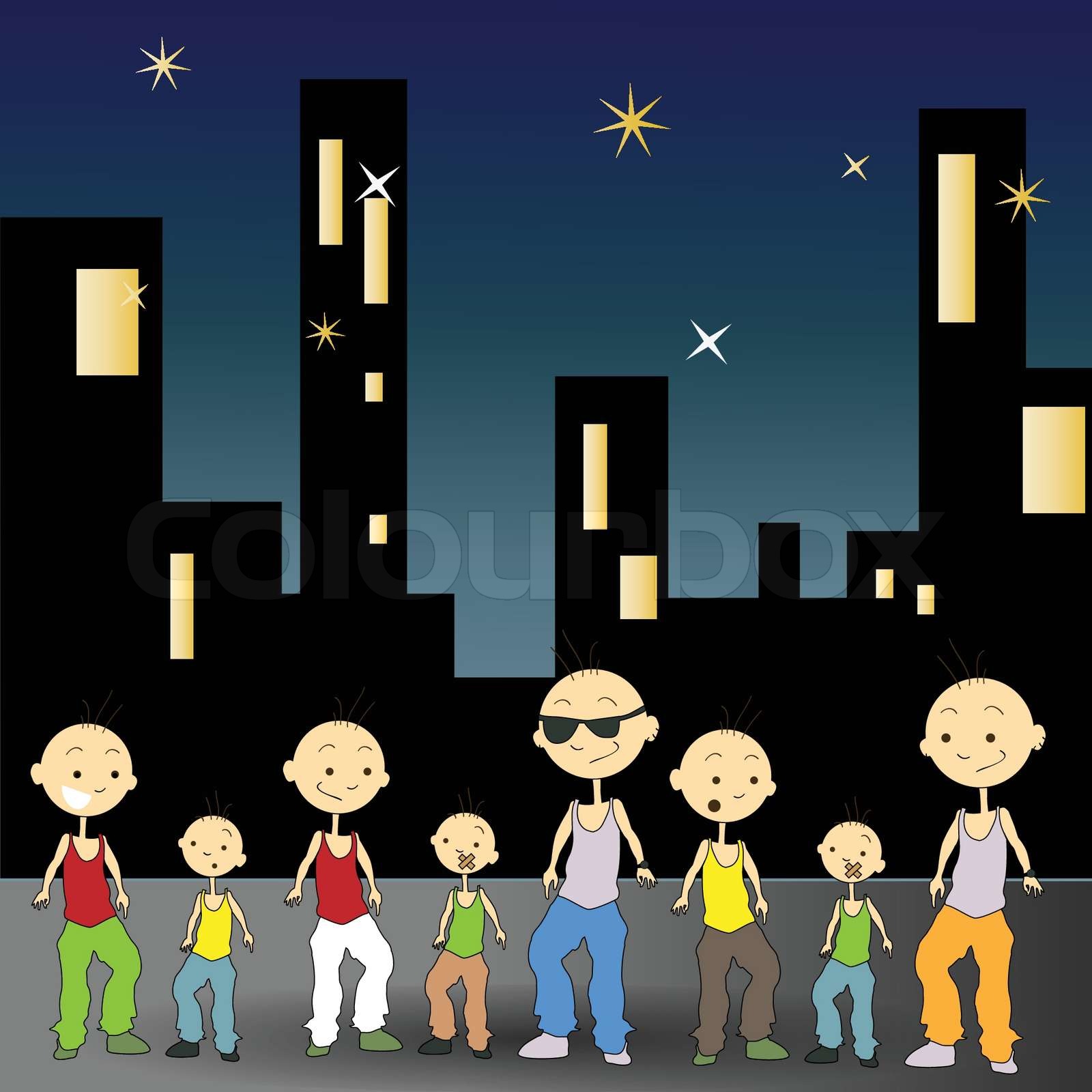 Smukke baggrund af bybilledet med GANSTER kids | Stock vektor | Colourbox